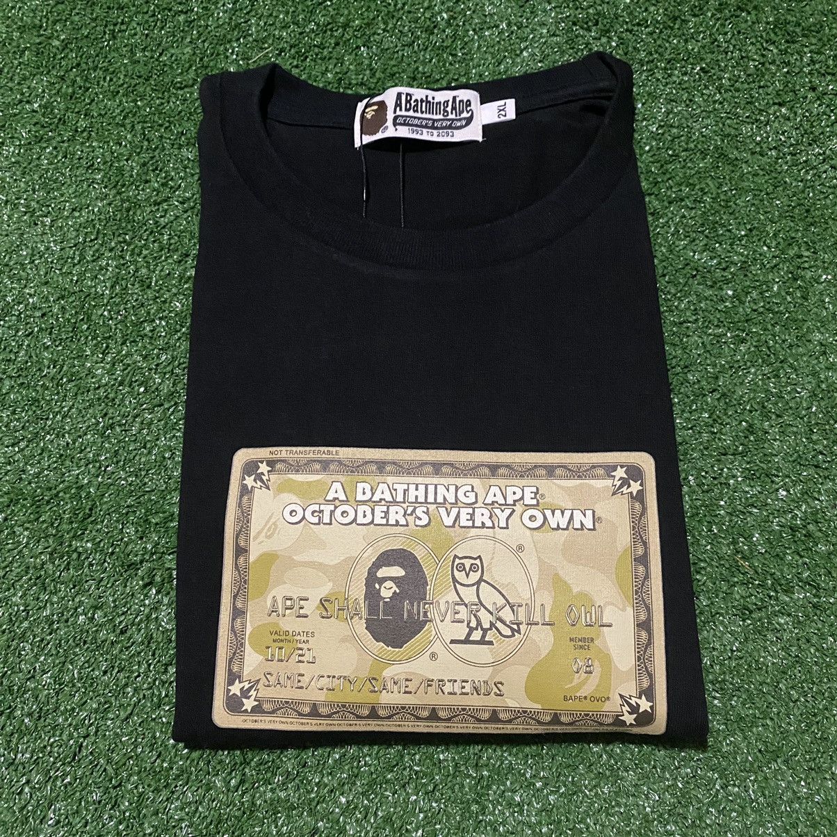 Bape Bape X OVO card tee black | Grailed