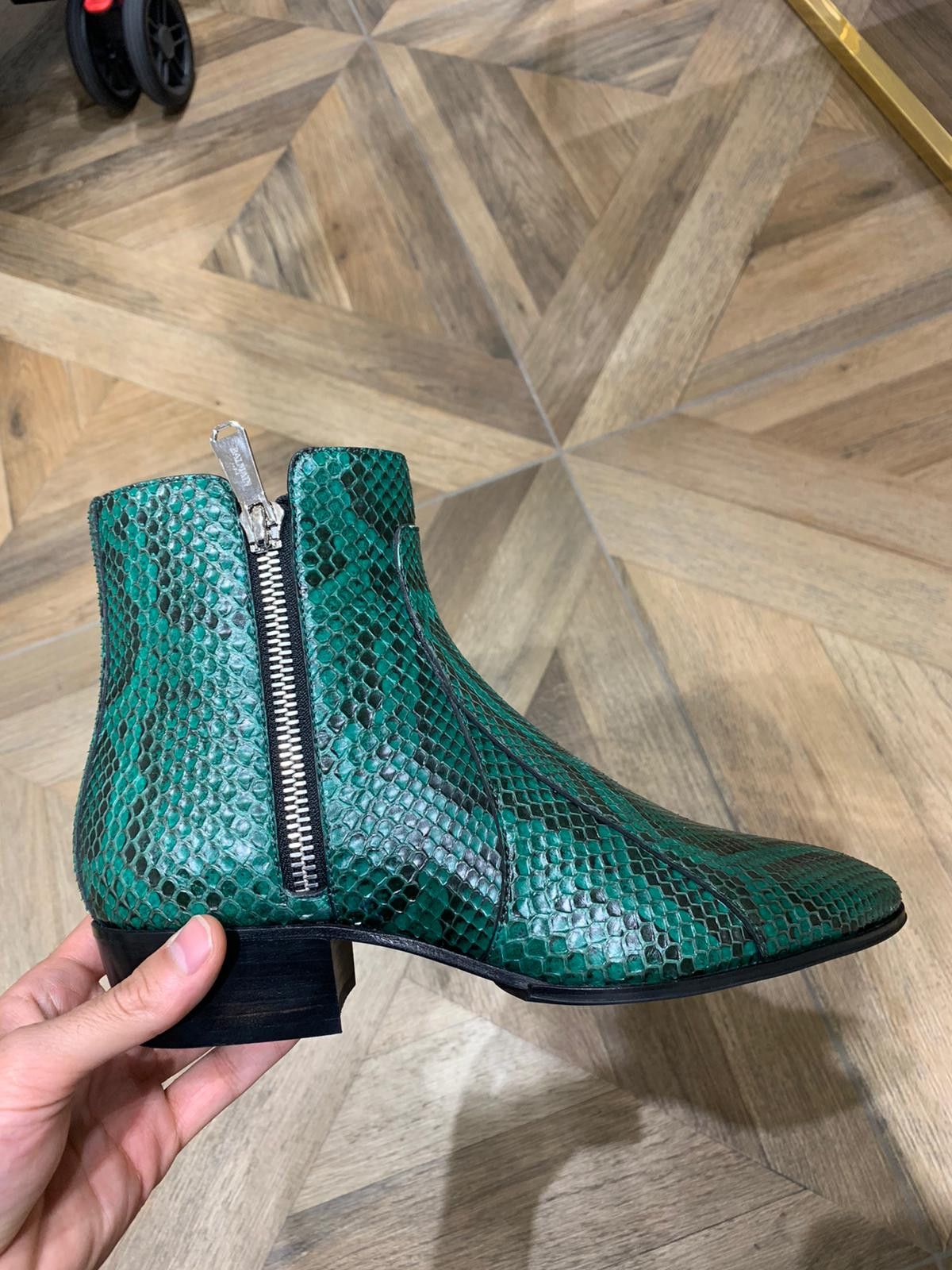 Balmain Anthos Boots With Python Print in Green Python | Grailed