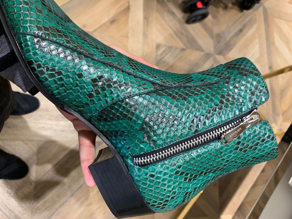 Balmain Anthos Boots With Python Print in Green Python | Grailed