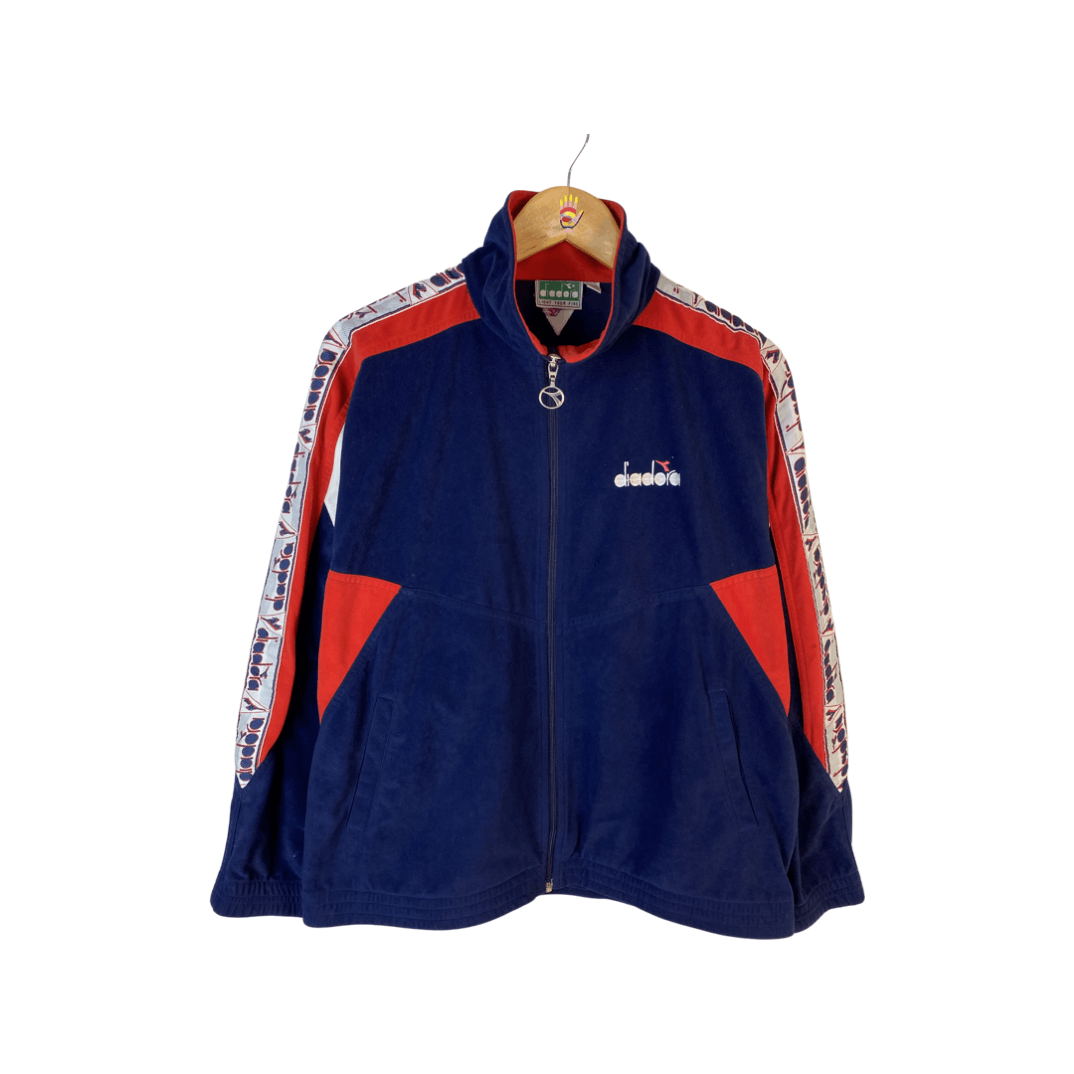 Diadora × Vintage Vintage Diadora Light Track Jacket Velours Blue Red ...