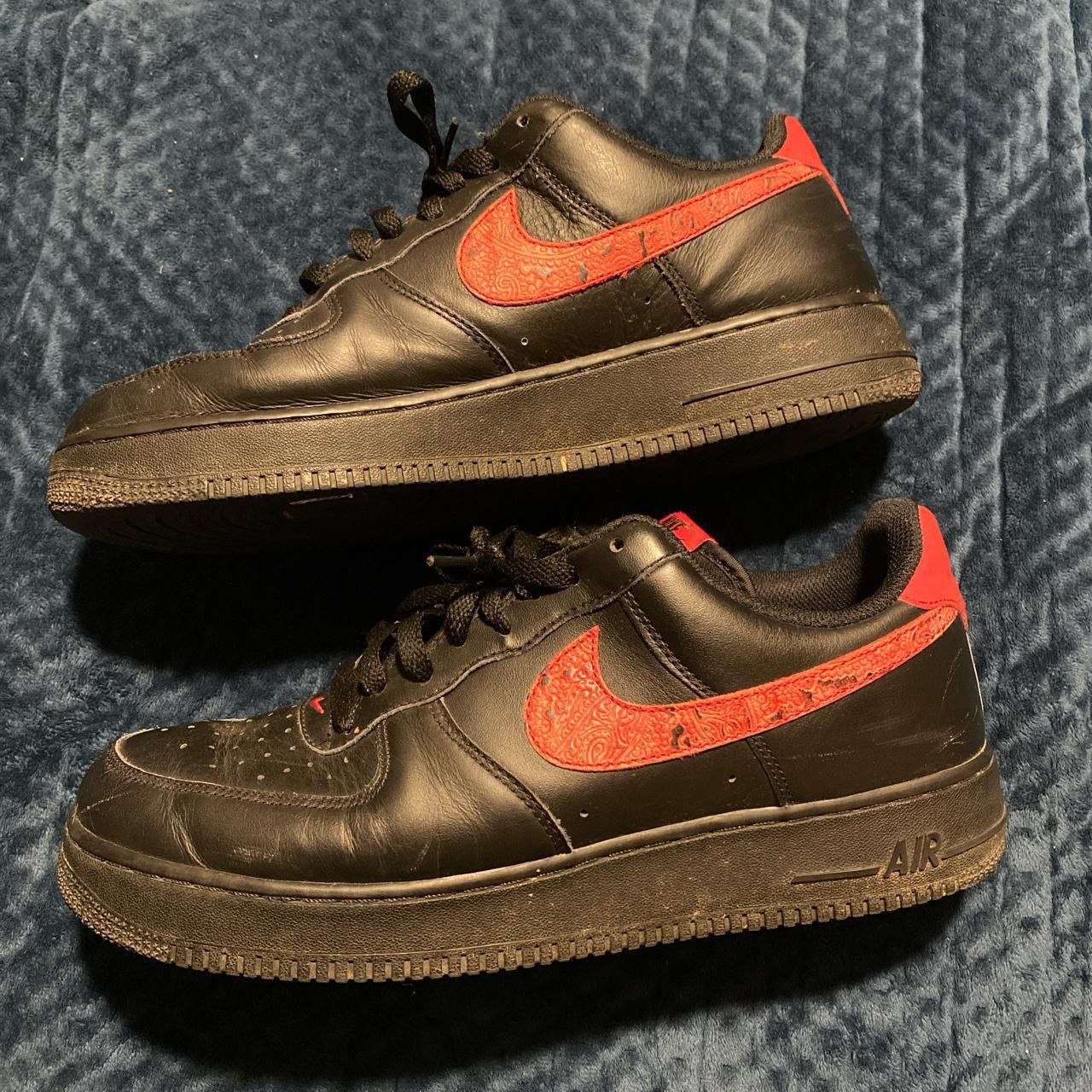 Nike Air Force 1 07 Black | University-Red paisley | Grailed