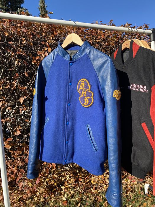 Vintage Vintage 1985 “DHS Peter” leather/wool varsity jacket | Grailed