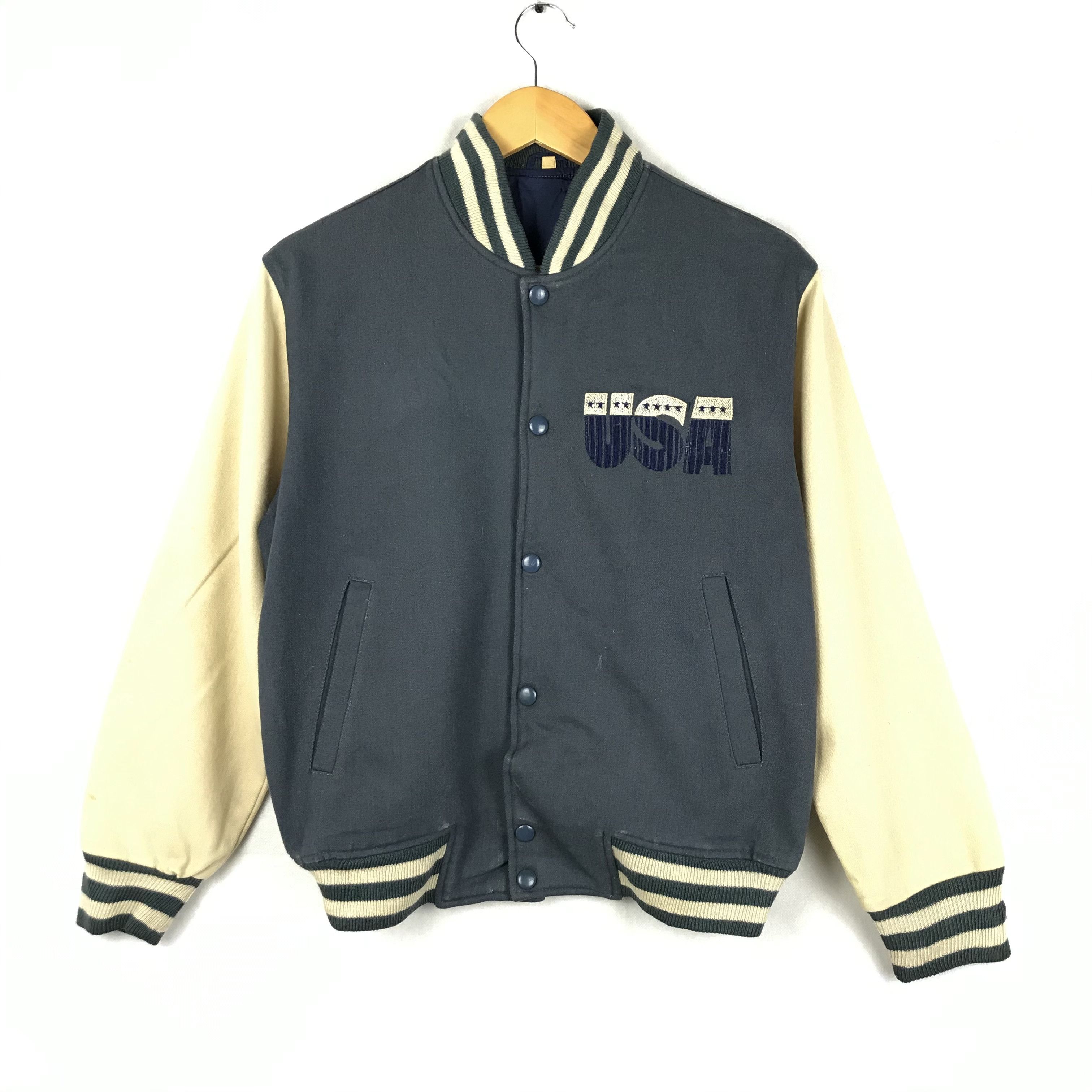 Vintage USA Varsity Jacket wool cashmere leather sleeve | Grailed