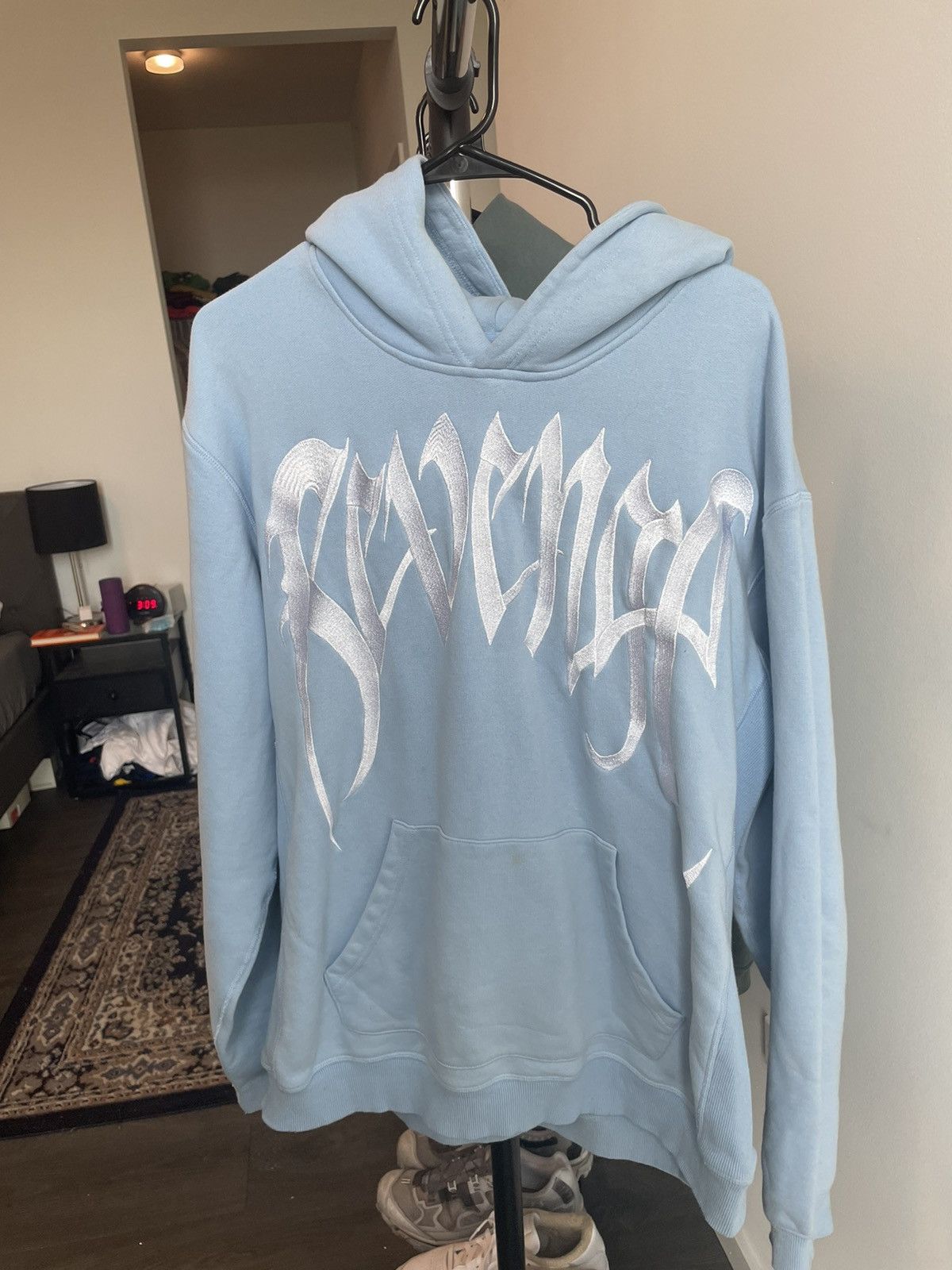 Revenge Revenge Embroidered Hoodie Light Blue | Grailed