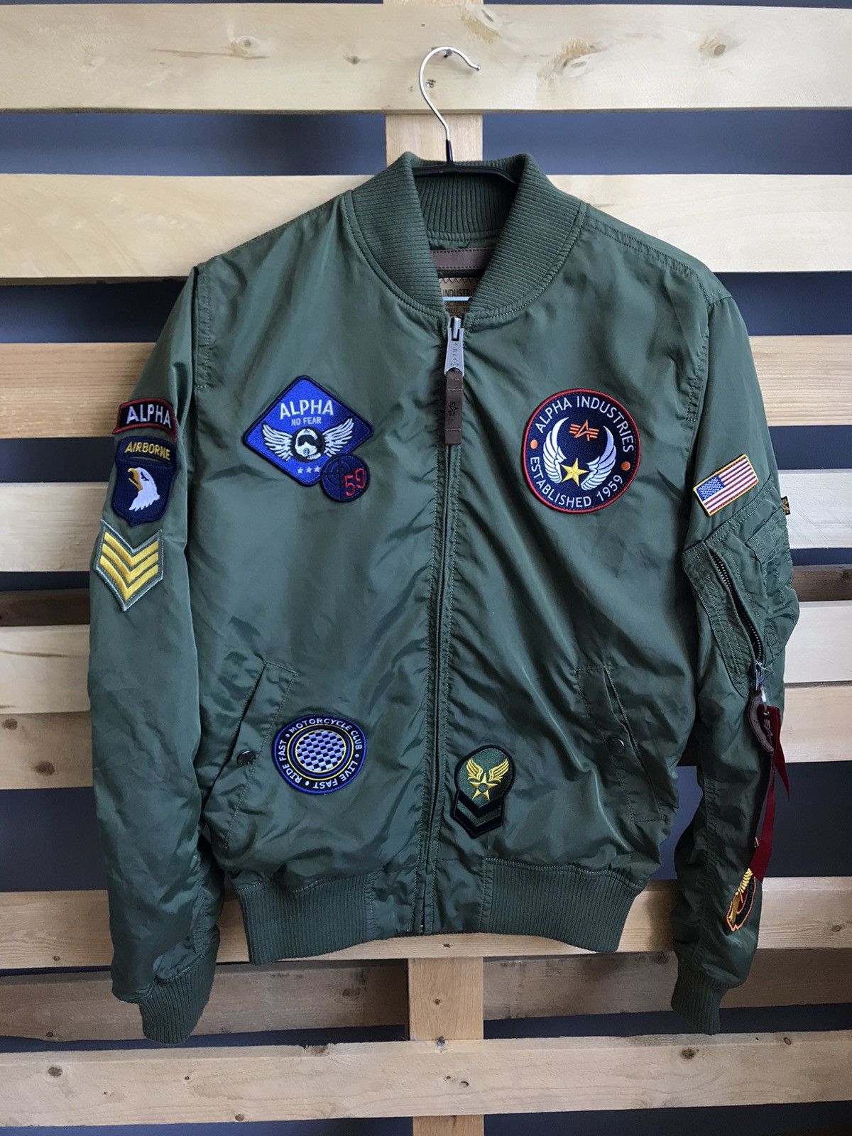 Very Rare Alpha Industries Nylon Bomber Jacket With Emblems LKZ 10014 ...