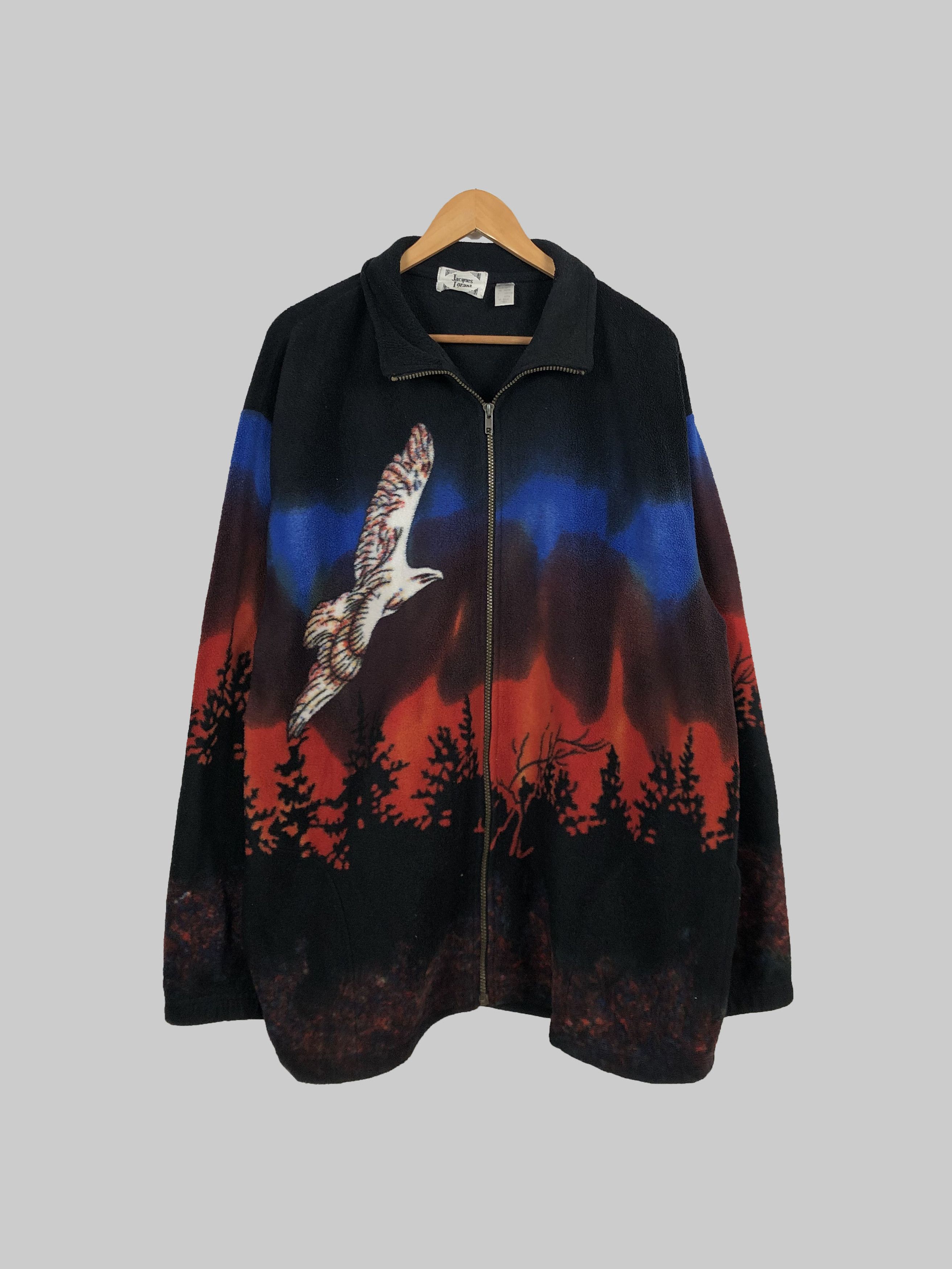 Vintage Vintage Eagles Native Mountain Print Fleece Light Jacket | Grailed