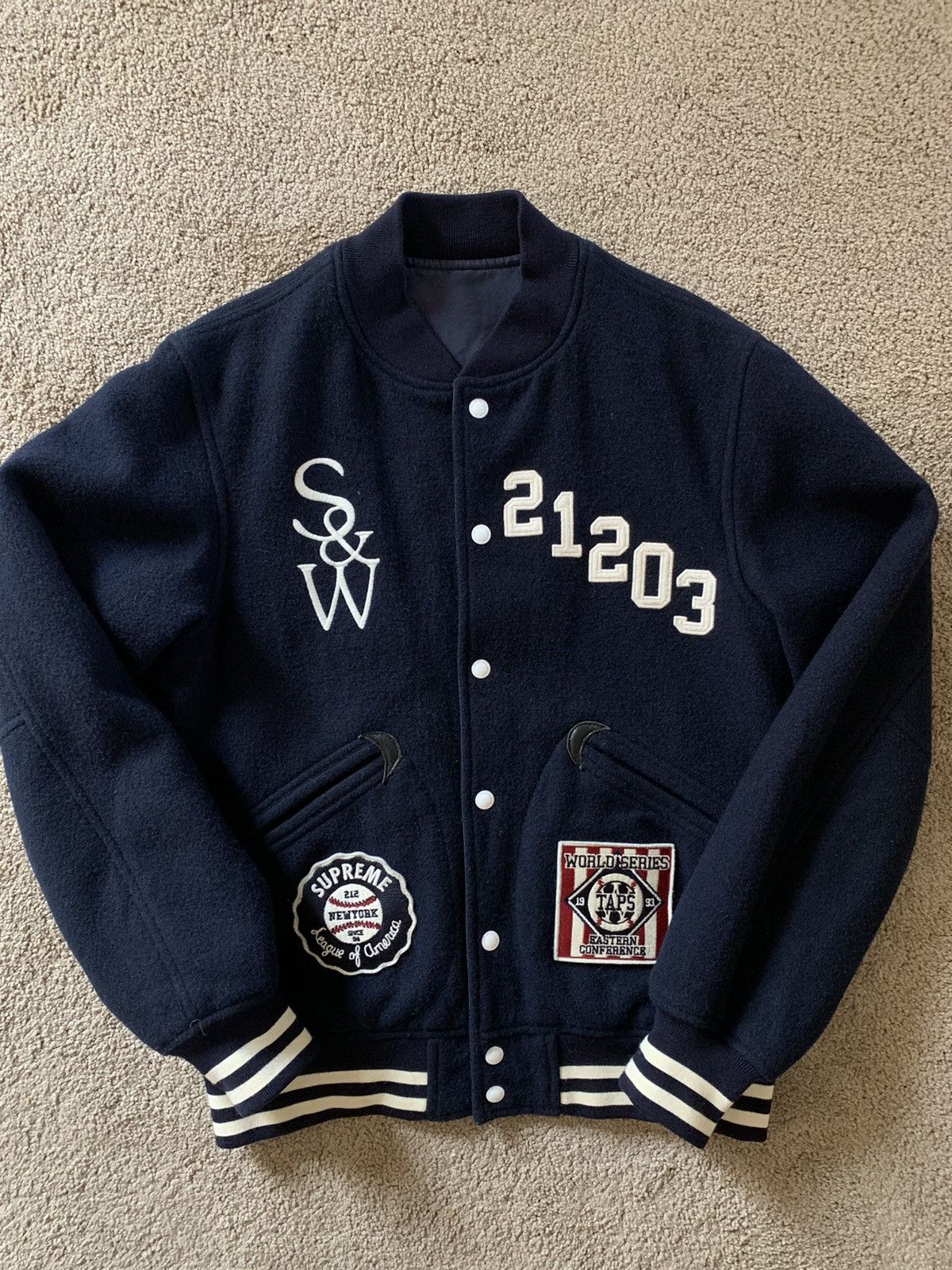 Supreme Supreme x Wtaps 2009 Reversible Varsity Jacket | Grailed