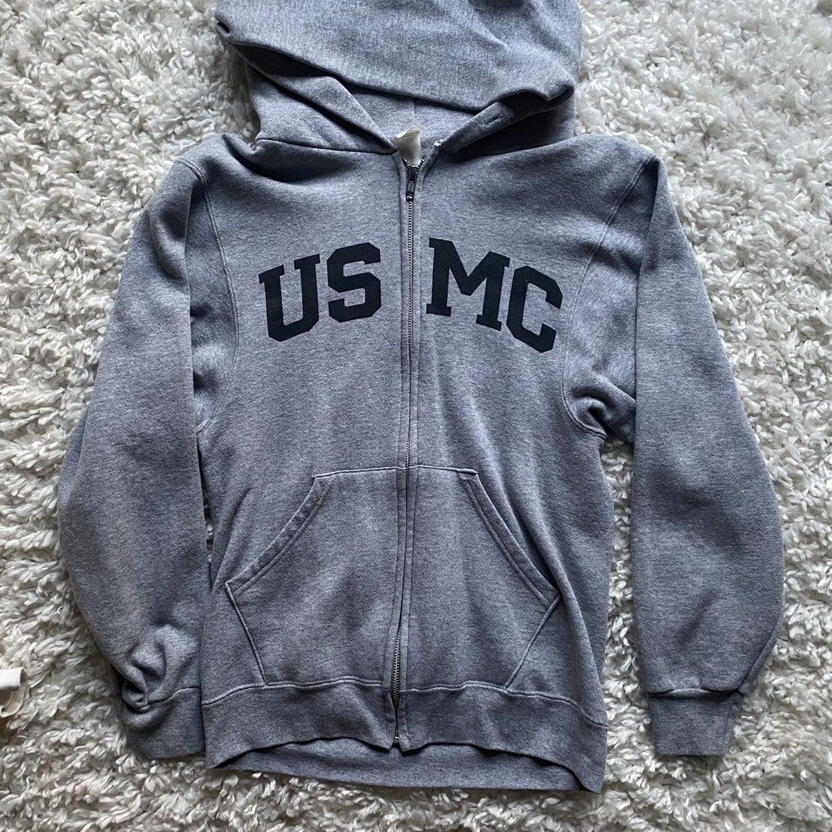 Usmc USMC Grey Zip-Up Hoodie Sweatshirt XS | Grailed