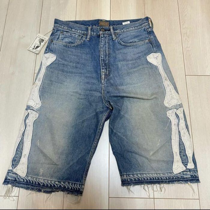 Kapital Bone Skeleton Denim Shorts | Grailed