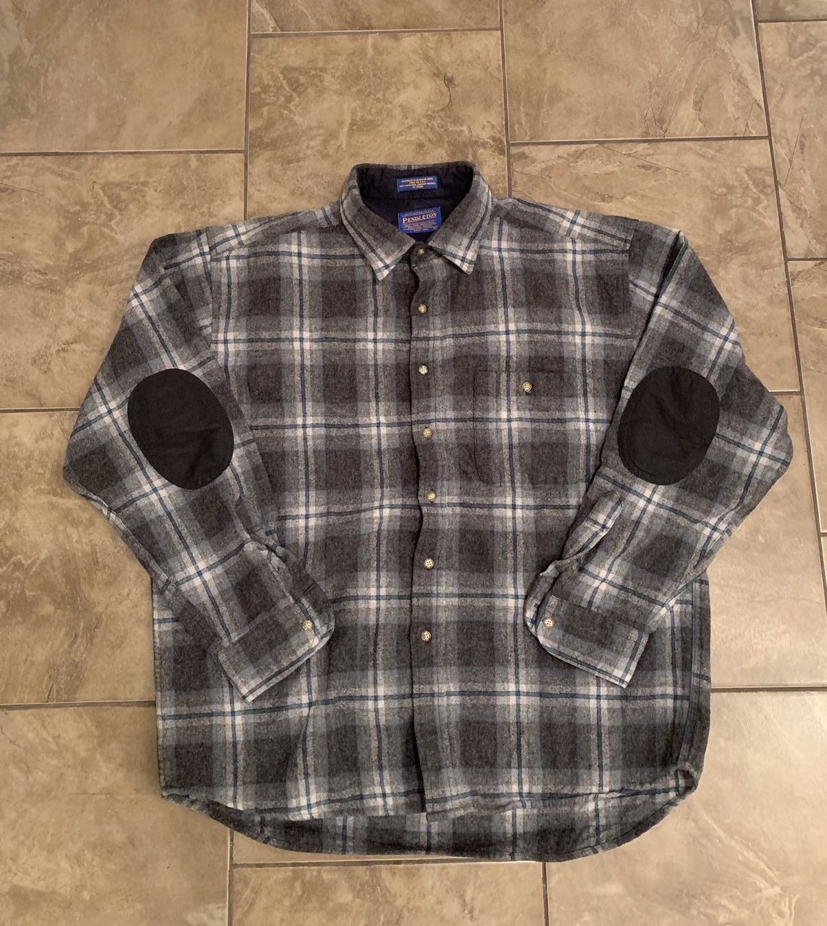 Pendleton × Vintage Vintage Black and Grey Wool Pendleton Elbow Patches ...