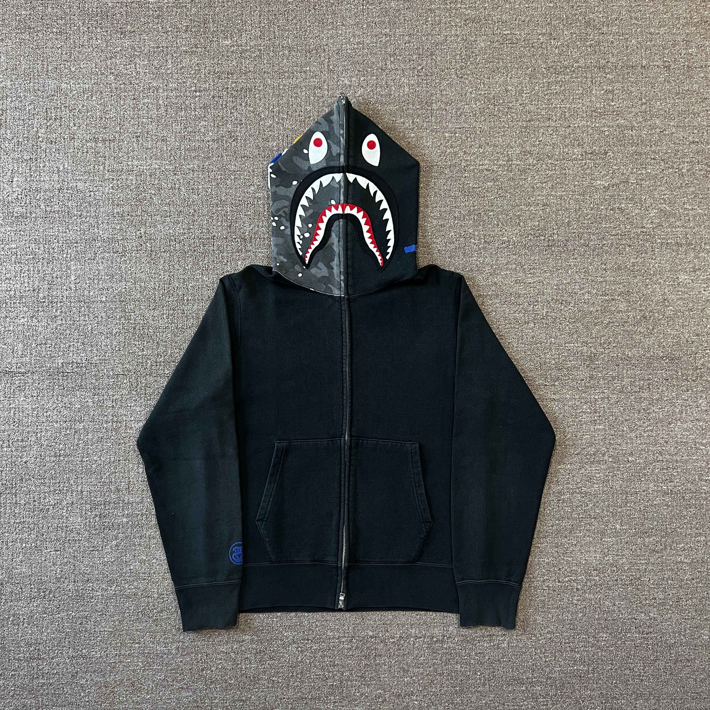 Bape Bape X Stussy Collaboration Shark Full ZIp Up Hoodie | Grailed