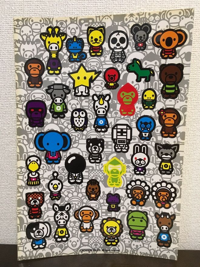 Bape Bape World Characters Sticker Sheet | Grailed