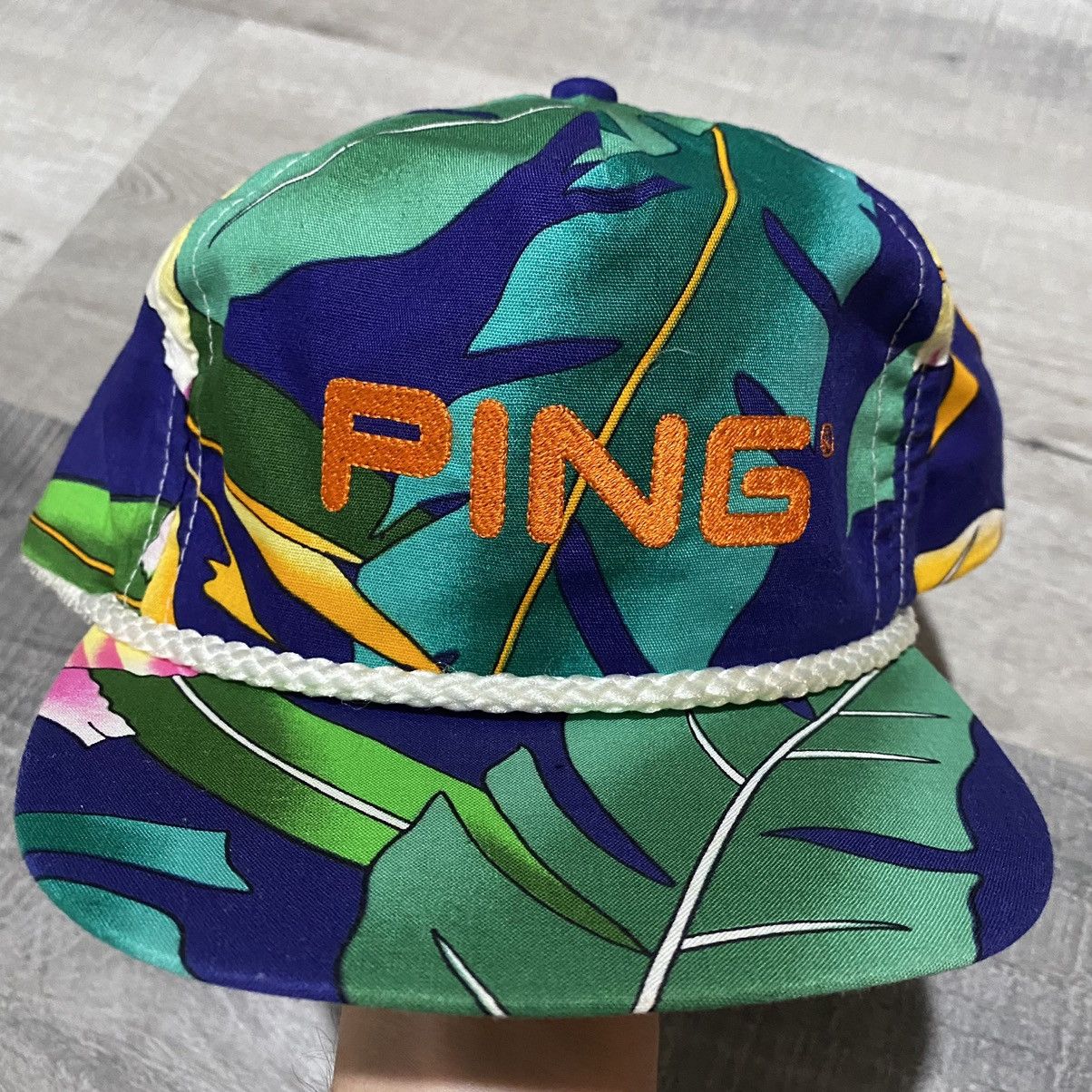 Ping × Rare × Vintage Vintage PING Tropical Floral Leaves 80s Snapback ...