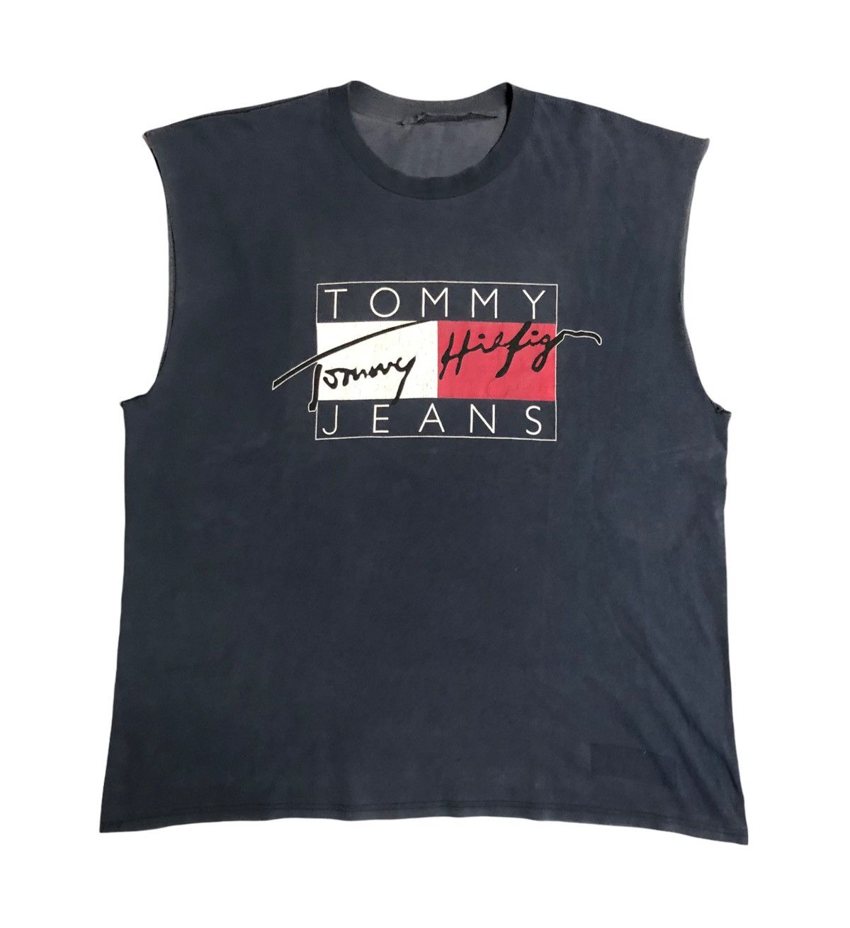 Vintage Vintage 90s Tommy Hilfiger Signature script logo Cutoff | Grailed