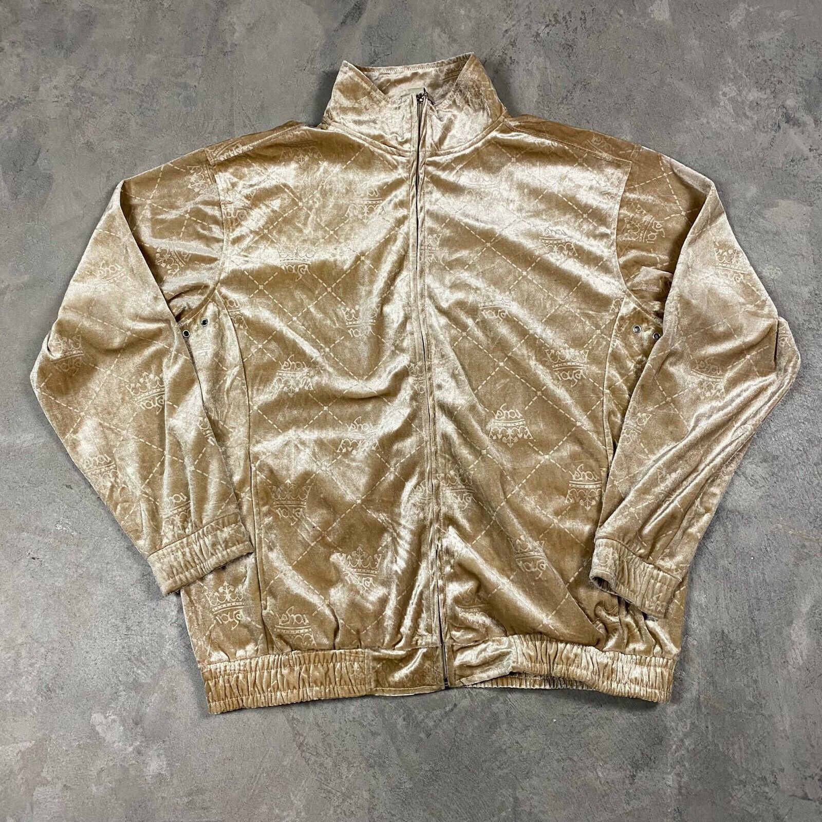 Vintage 90s VTG GODBODY VELOUR GOLD XL Track Jacket HIP HOP 2000s Crown ...