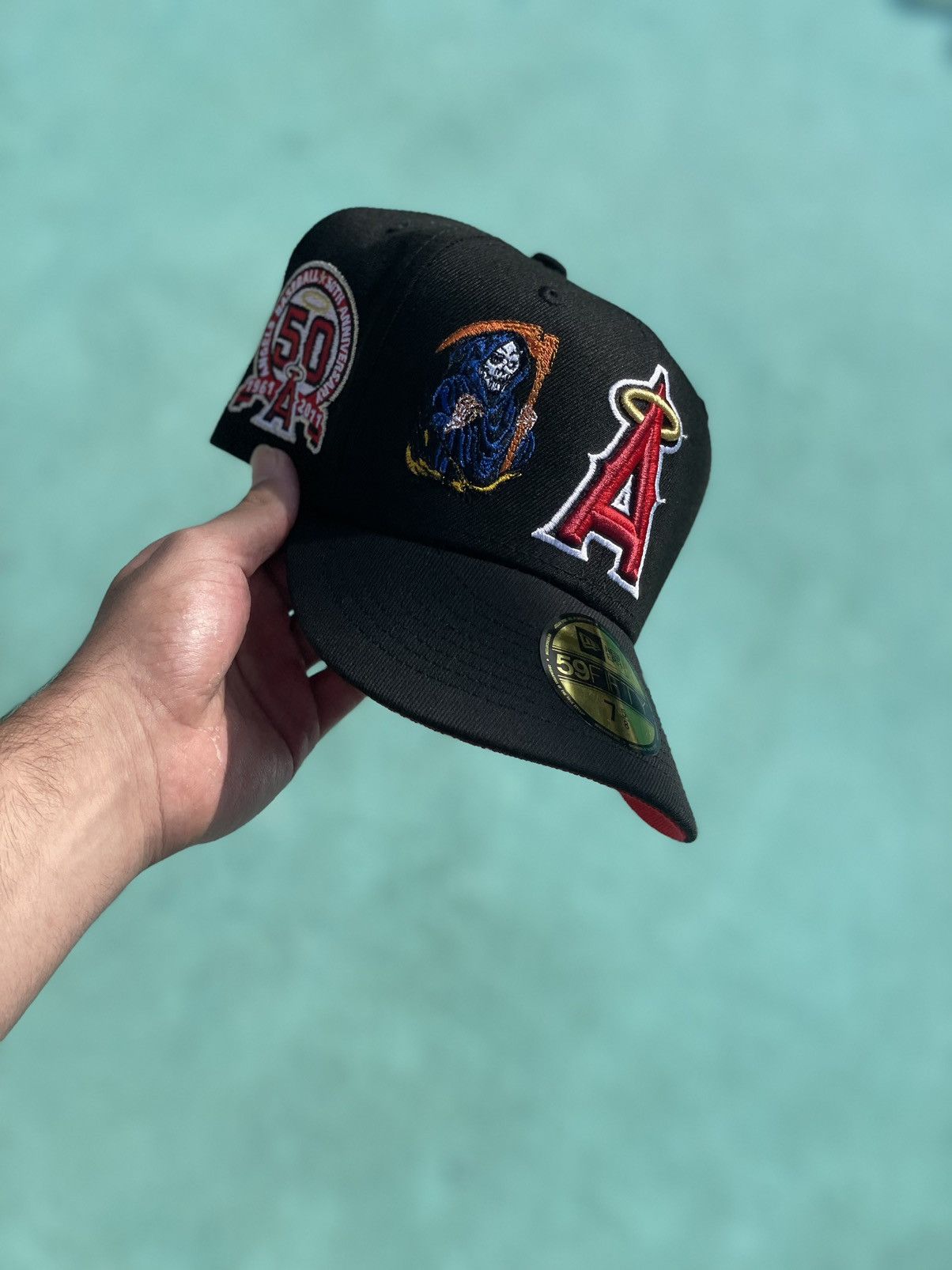 Custom Lord Fubu 7 5/8 Anaheim Angels 50th Anniversary Side patch | Grailed