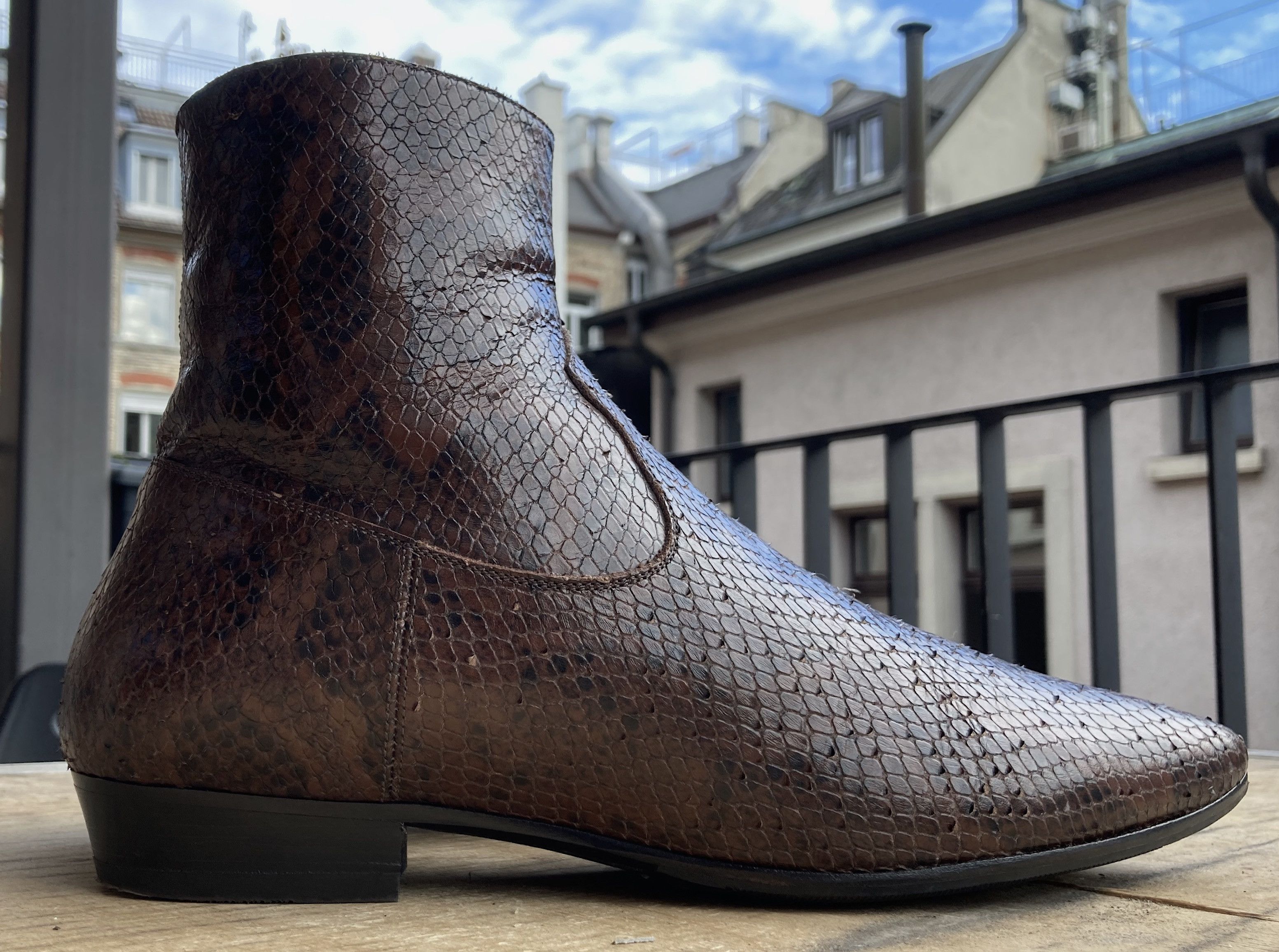 Saint Laurent Paris FW16 Devon Python Cognac Boots | Grailed