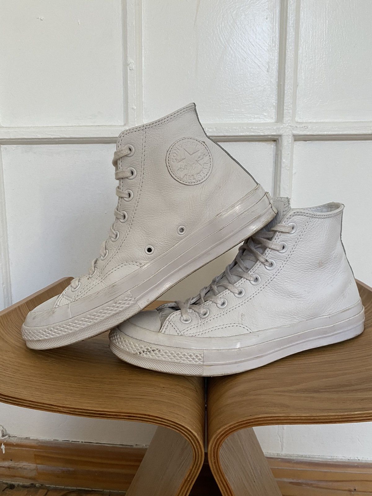 Converse White Leather Converse High-Tops | Grailed