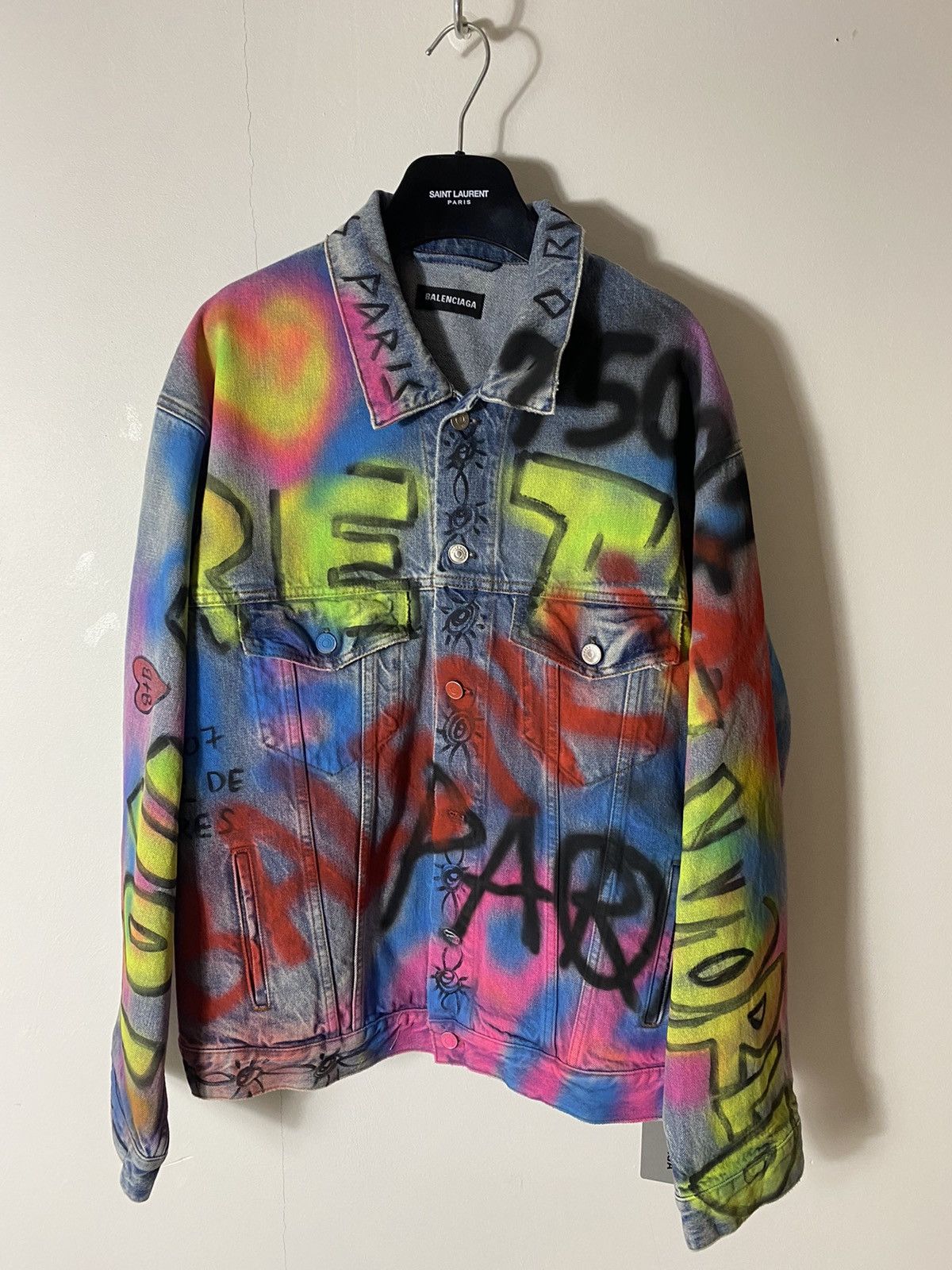 Balenciaga *FINAL DROP* Balenciaga Grafitti Logo Denim Jacket | Grailed