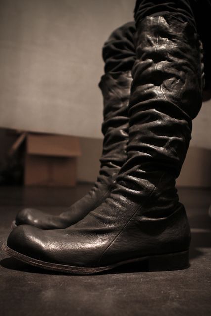 Obscur Black High Spiral Zip Lamb Leather Boots | Grailed