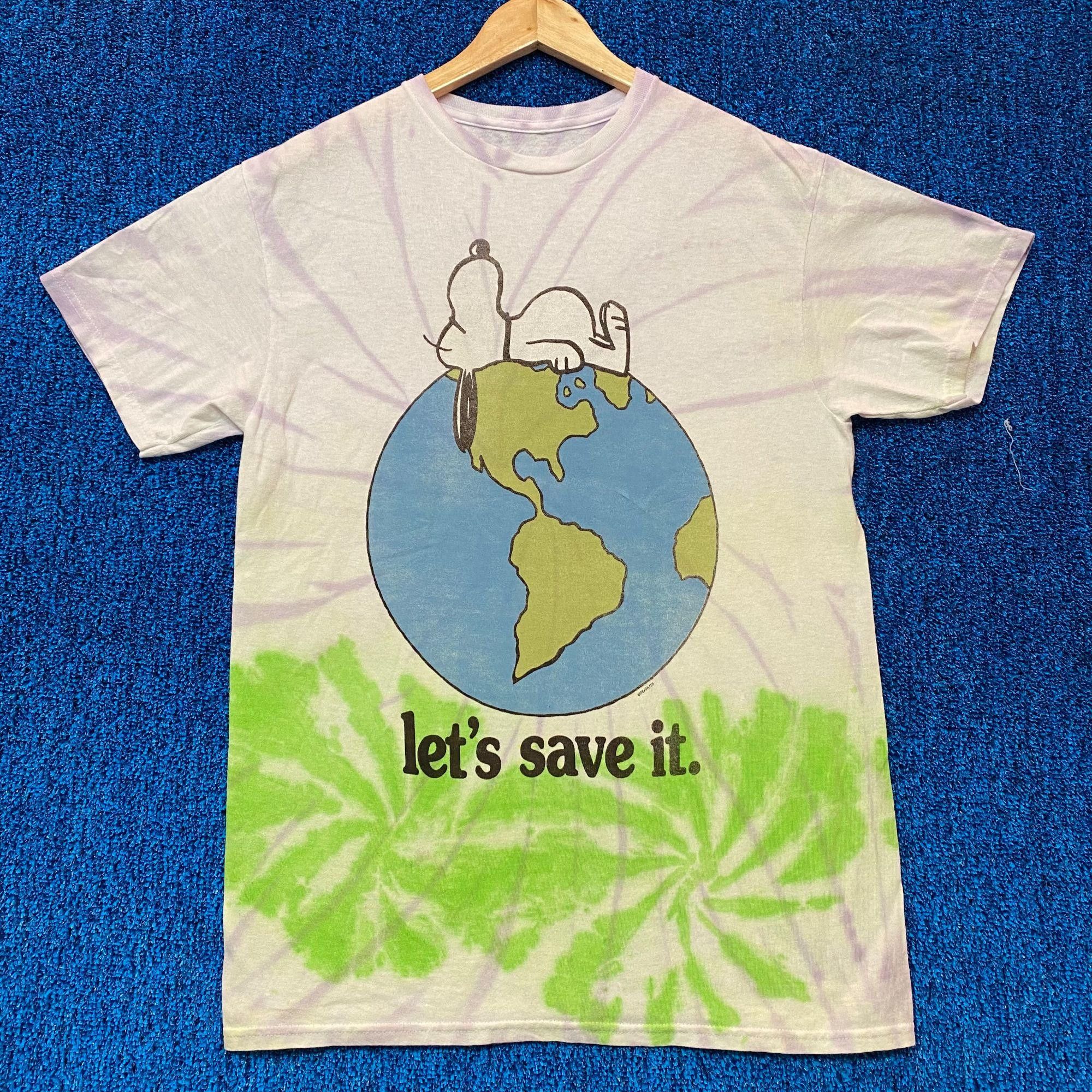 Vintage Peanuts Snoopy Lets Save It Tie-dye Shirt Size M | Grailed