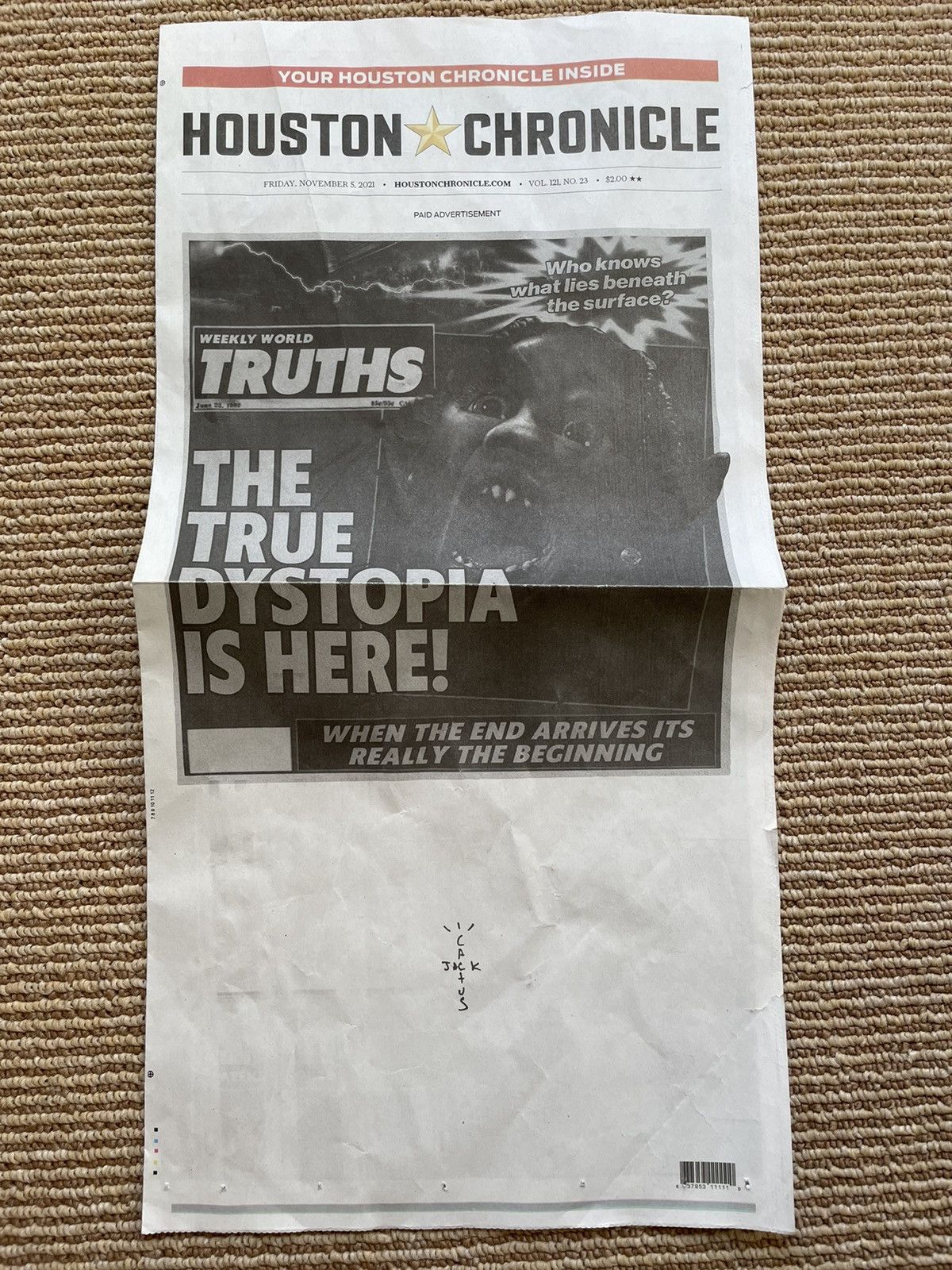 Travis Scott Travis Scott Astroworld fest 2021 promo newspaper | Grailed