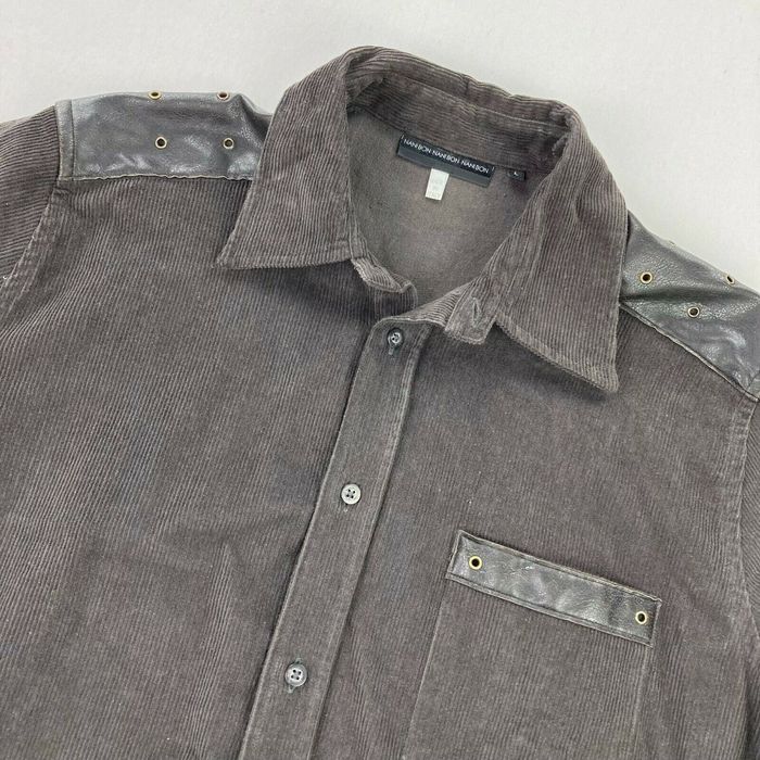 Vintage Nani Bon Men's Corduroy Leather Shirt Jacket Embossed Sun Brown ...