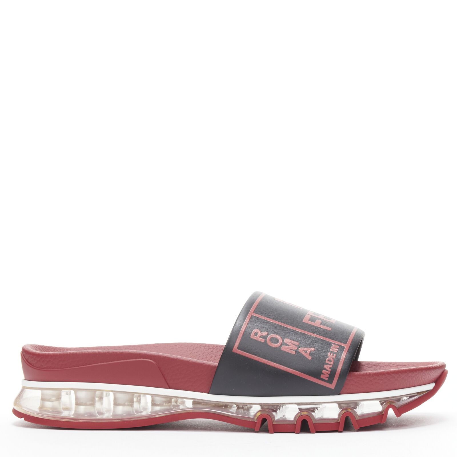 Fendi new Fiend Roma Amor black red leather slides TGAS/B01607 | Grailed