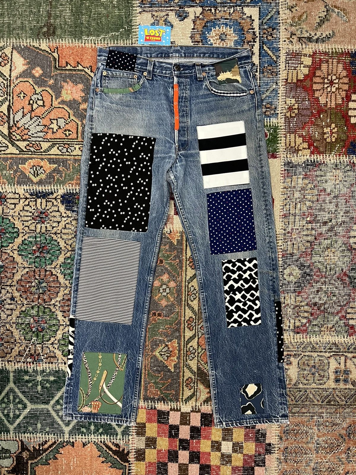 Levi's Awake x Levis Collab Tapered Denim Jeans Custom Patches | Grailed