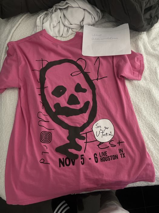 Travis Scott Travis Scott astroworld festival 2021 pink skull tee | Grailed