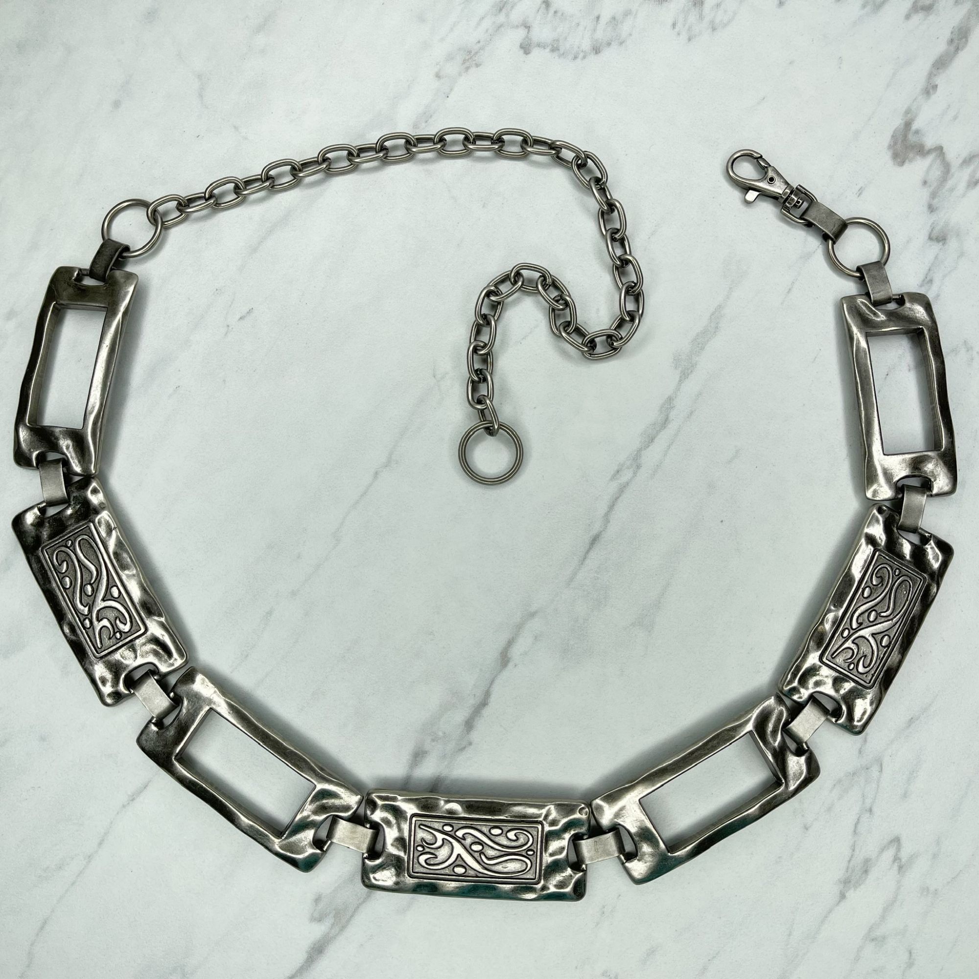 Other Silver Tone Chunky Bar Concho Belly Body Chain Link Belt | Grailed