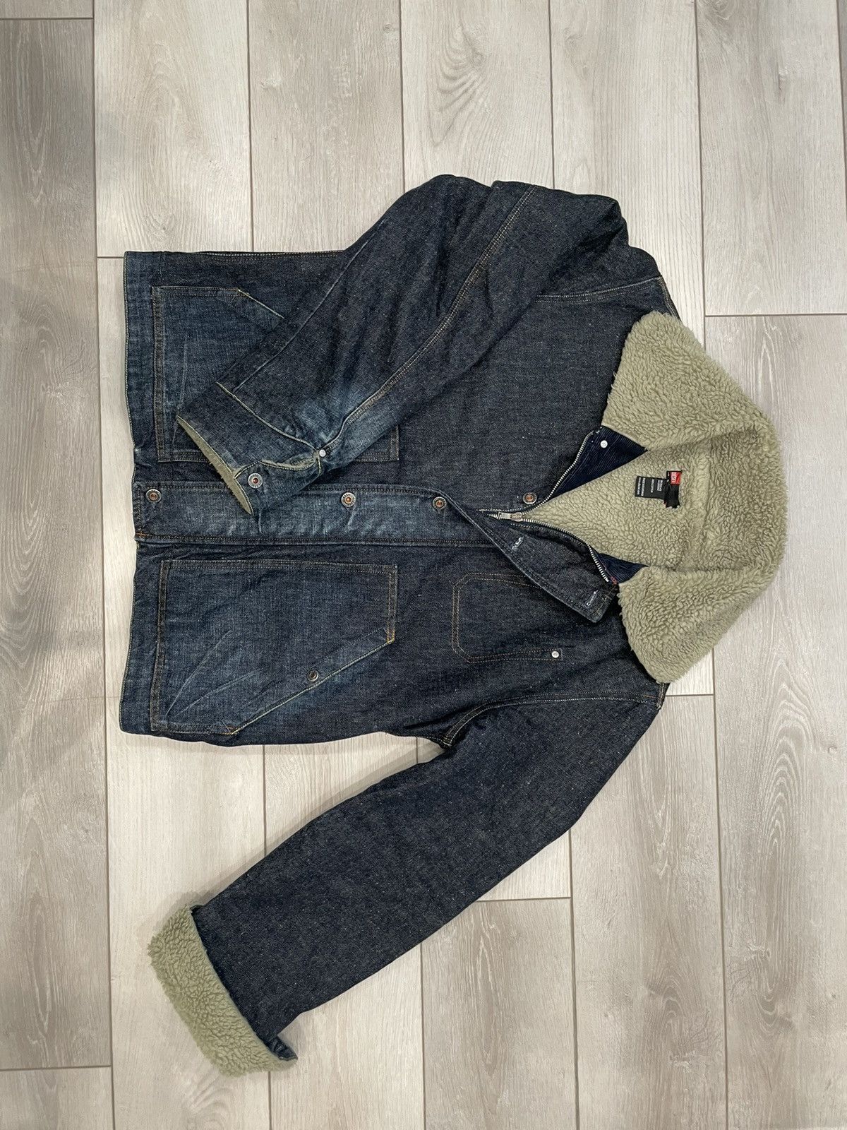 Diesel DIESEL sherpa lined denim trucker jacket | Grailed