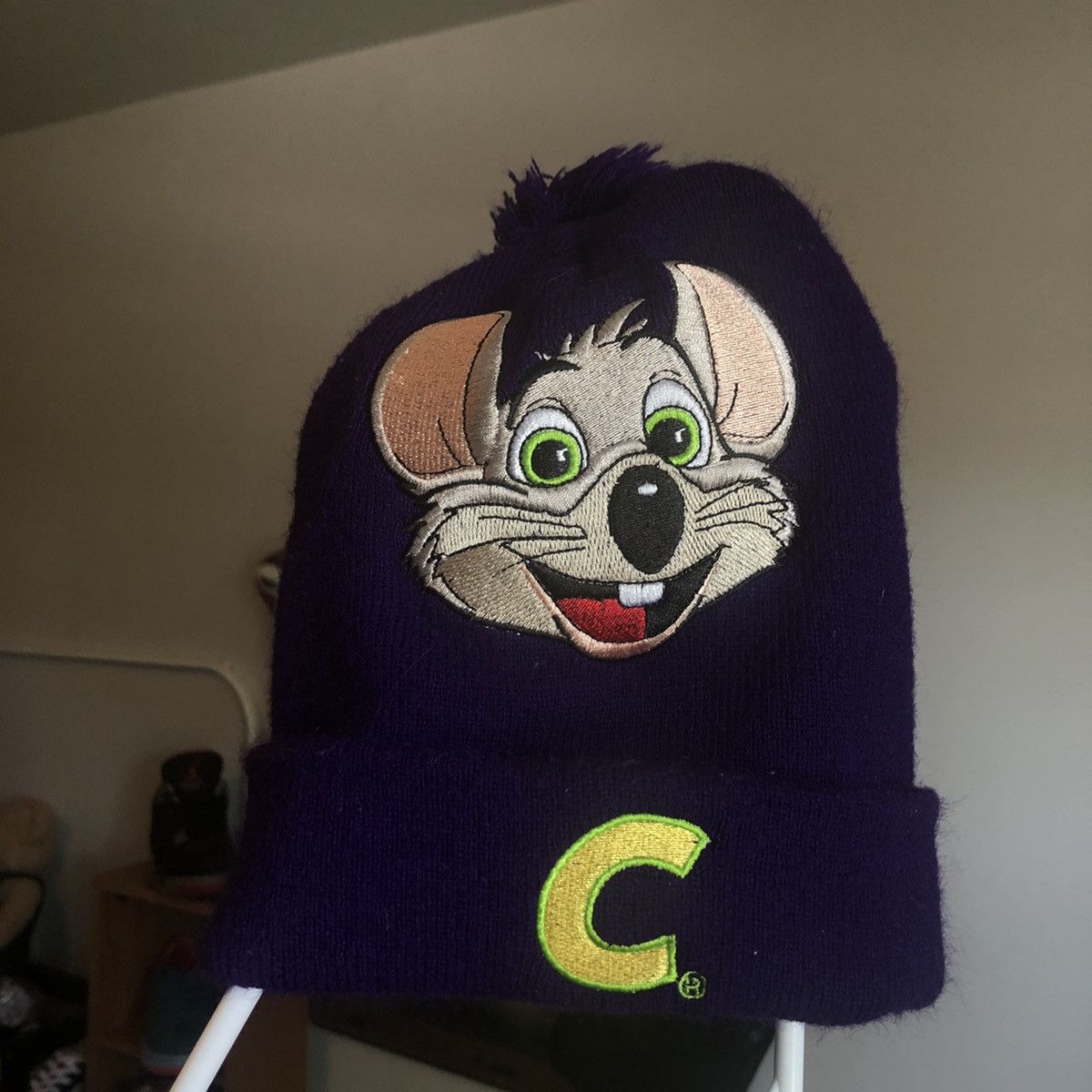 Vintage Vintage Chuck E Cheese Puff Purple Embroidered Logo Beanie ...