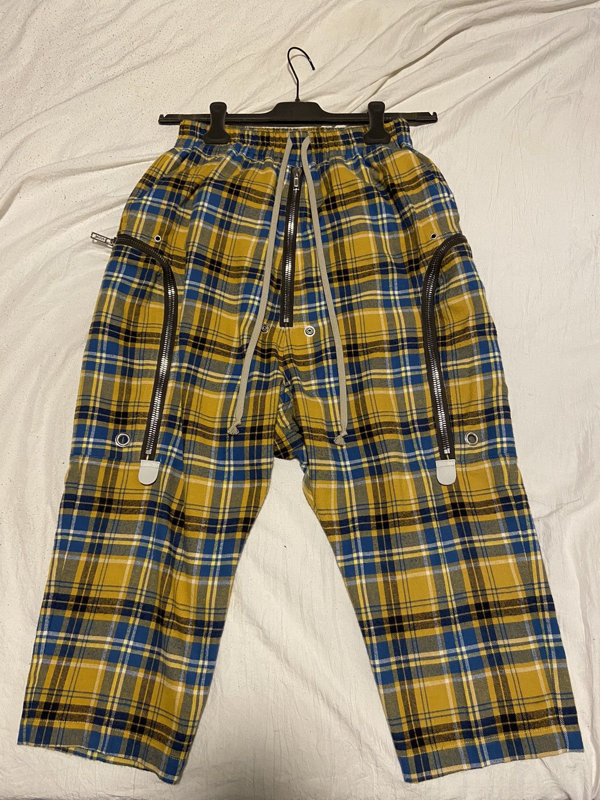Rick Owens Rick Owens Bauhaus Bela cropped pants acid plaid | Grailed