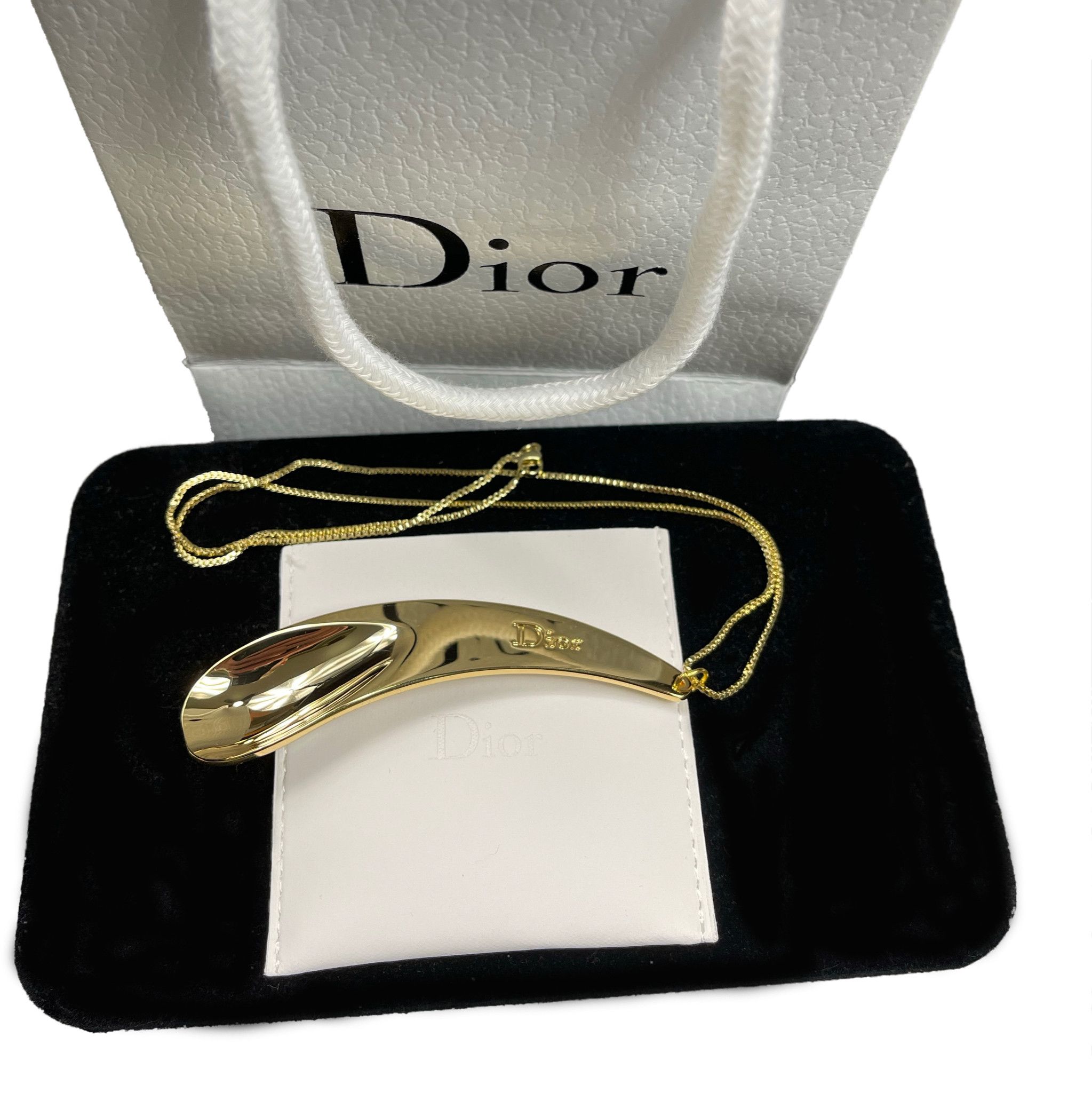 Dior Large Dior "Coke" Spoon on Gold Plated Chain Necklace | Grailed
