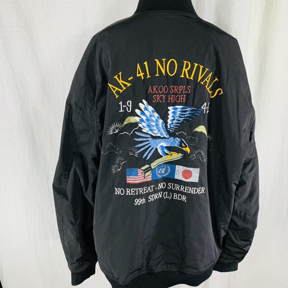Akoo × Bomber Jacket AKOO AK-41 No Rivals Military Style Bomber Jacket ...