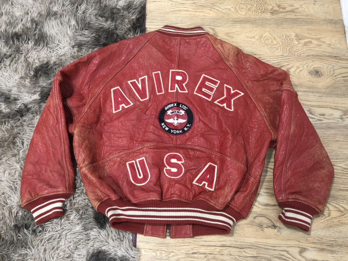 Avirex × Avirex Varsity Jacket × Vintage Vintage Avirex USA leather ...