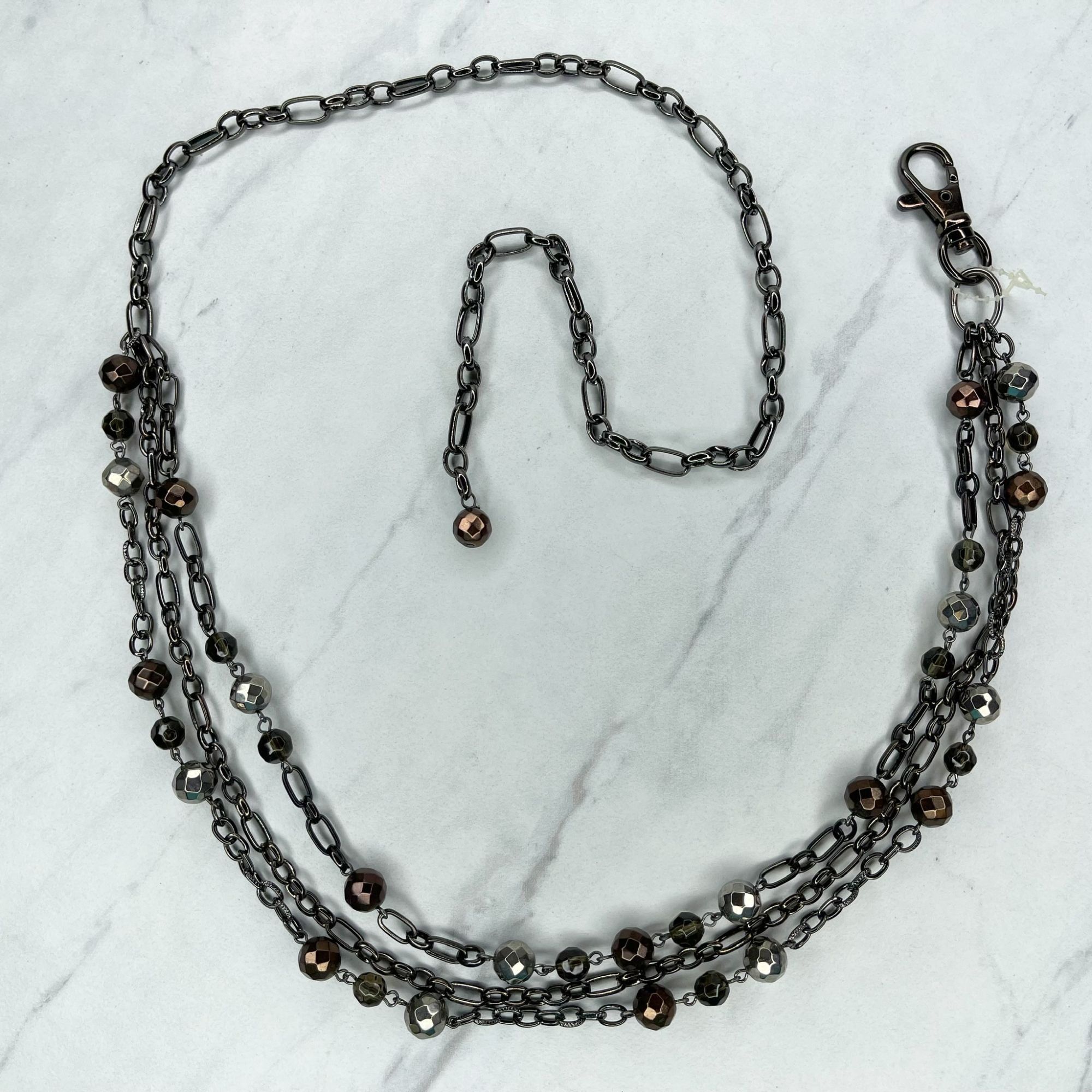 Other Metallic Beaded Triple Strand Tiered Belly Body Chain Belt | Grailed