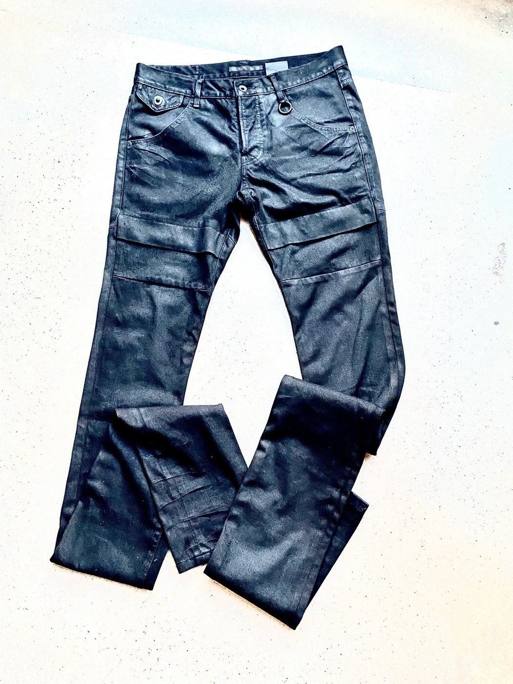Julius A/W04 Gas Mask Sicko Black Waxed Stretch Denim | Grailed