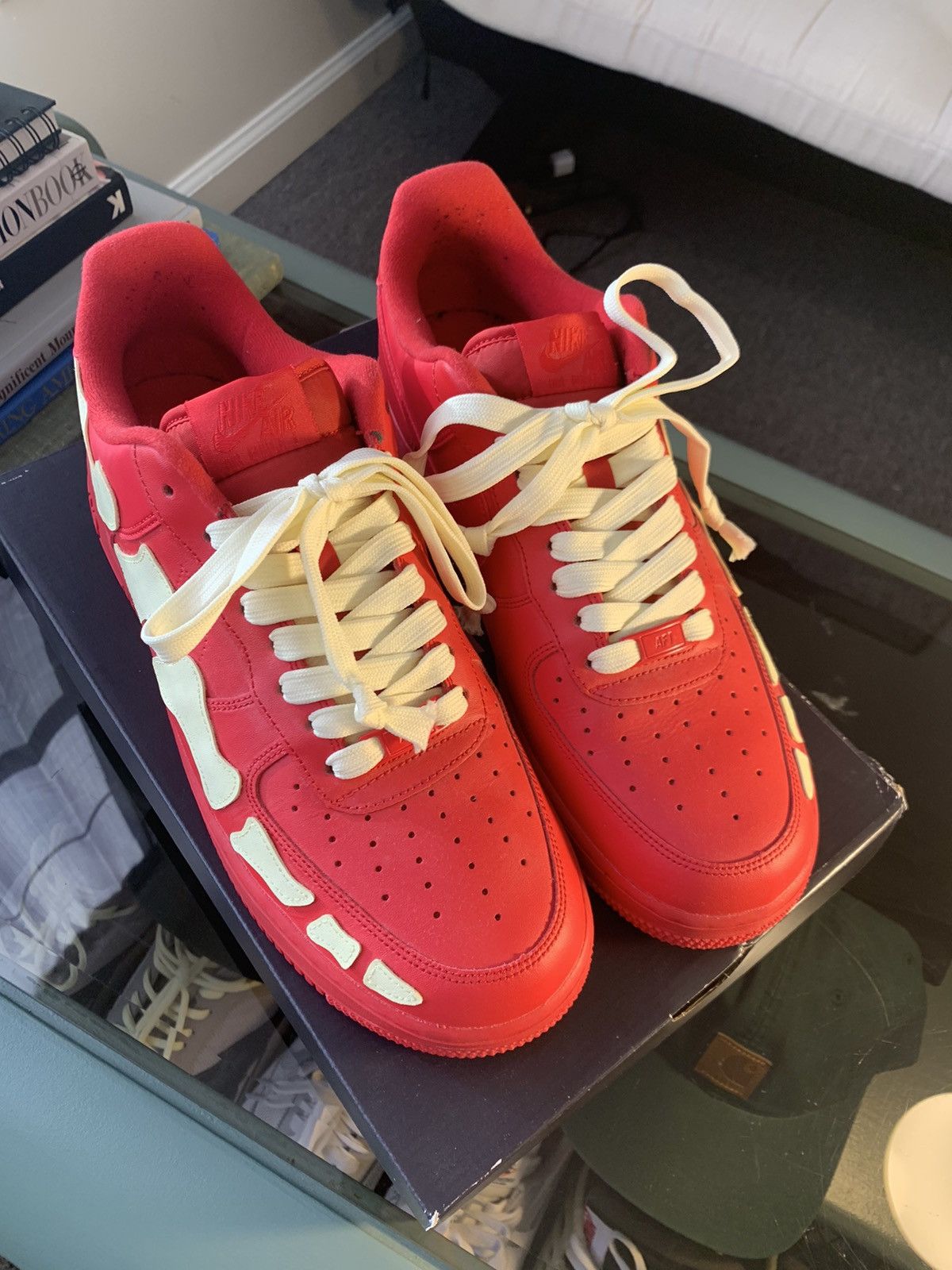 Nike Edmond Looi custom Dino Red OG Air Force 1s | Grailed