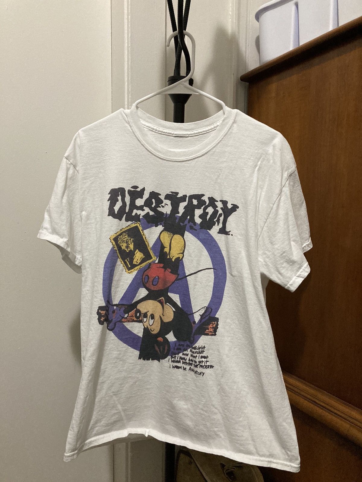 Other × Vintage “Destroy” Mickey Mouse Anarchist T Shirt | Grailed