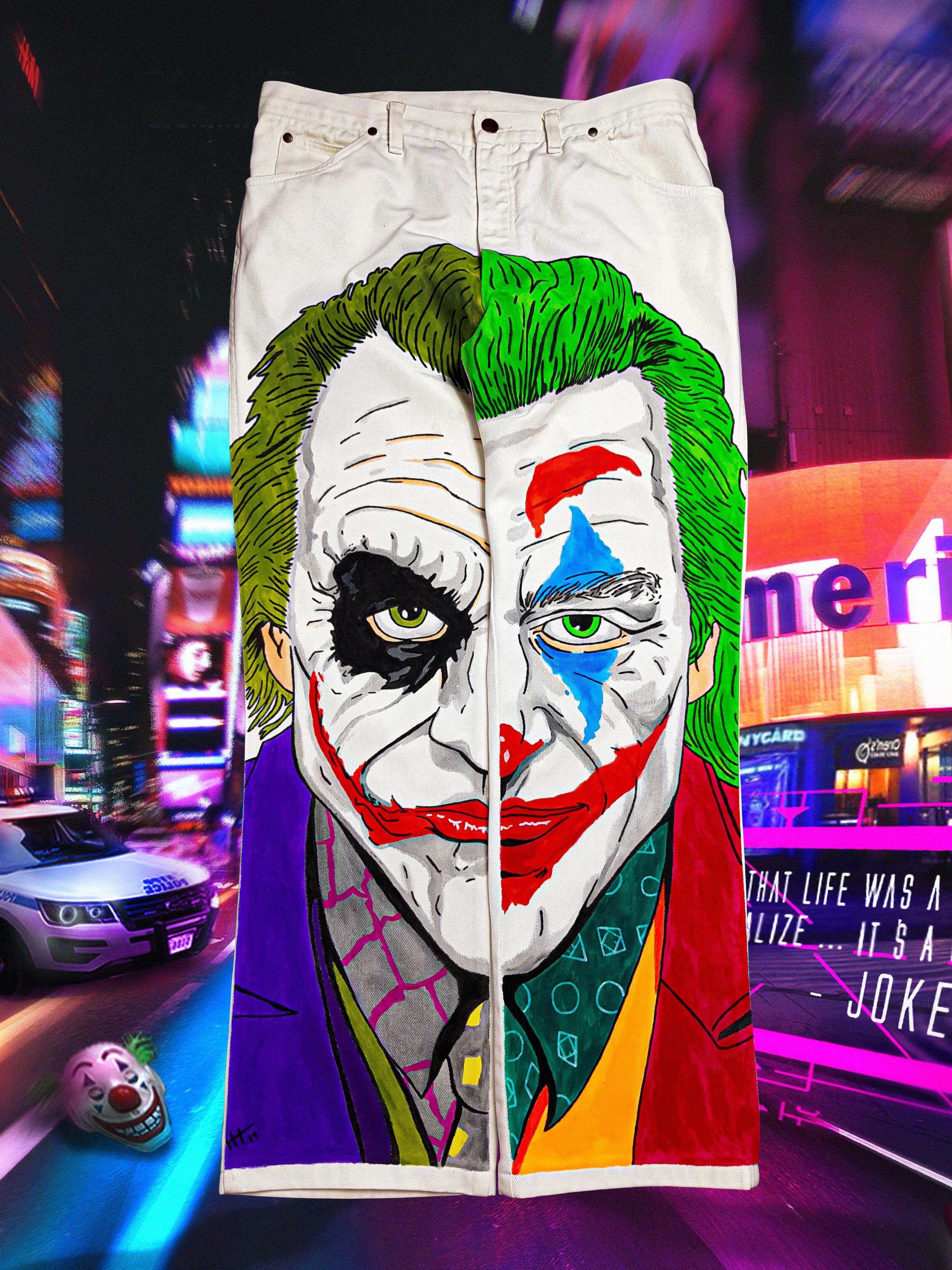 1 Of 1 × Custom × Movie Joker Custom 1 of 1 Painted Wrangler Denim ...