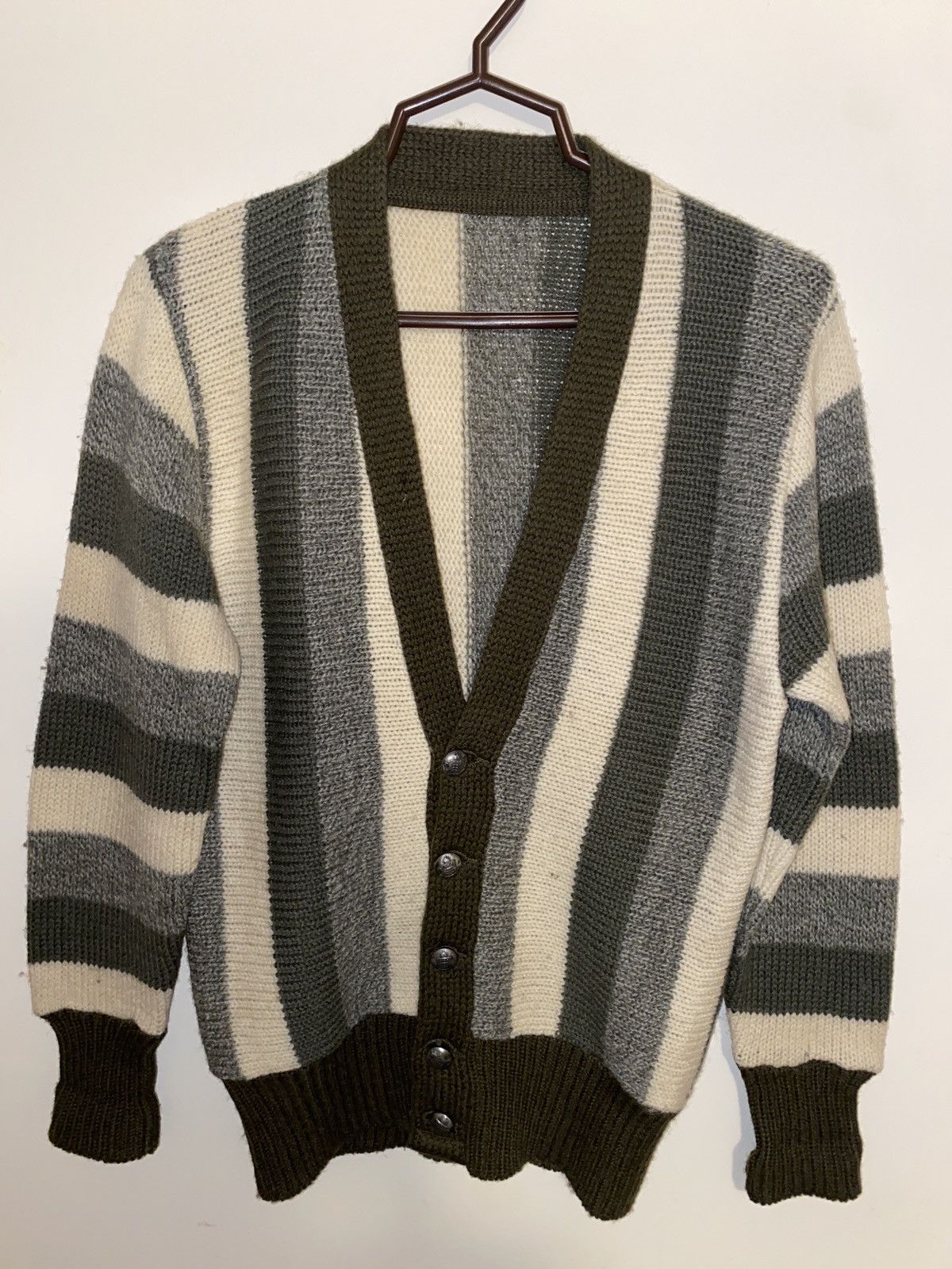 Vintage White and Green Kurt Cobain Style Wool Vintage Cardigan | Grailed