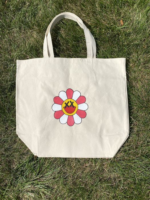 Kaws Hand Painted Takashi Murakami x KAWS Tote Bag | Grailed