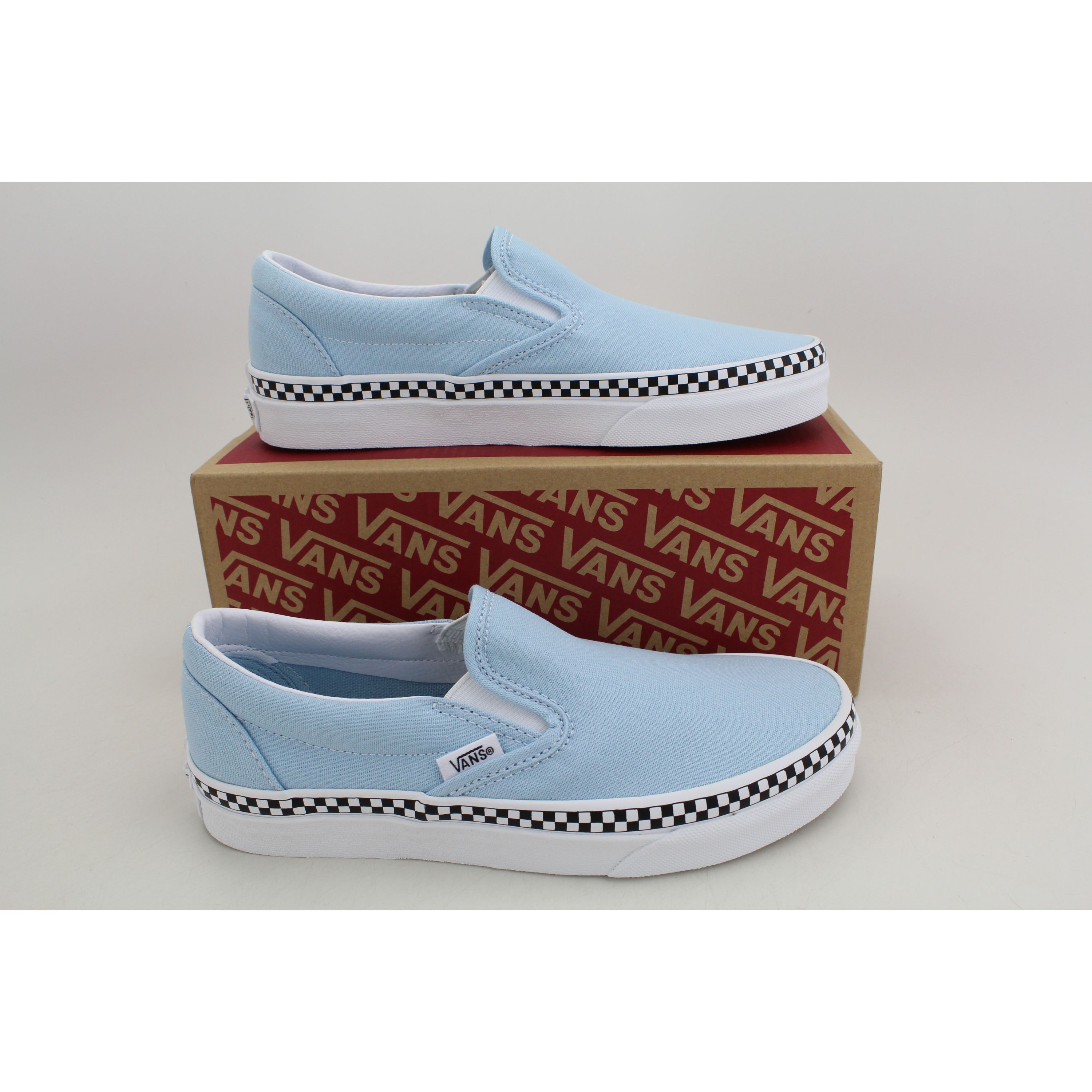 Vans Classic Slip-On Check Foxing /Cool Blue VN0A38F7VLS | Grailed