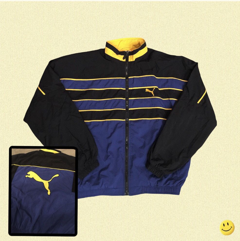 Vintage Vintage Puma Blue Yellow Logo Light Jacket Windbreaker XL | Grailed
