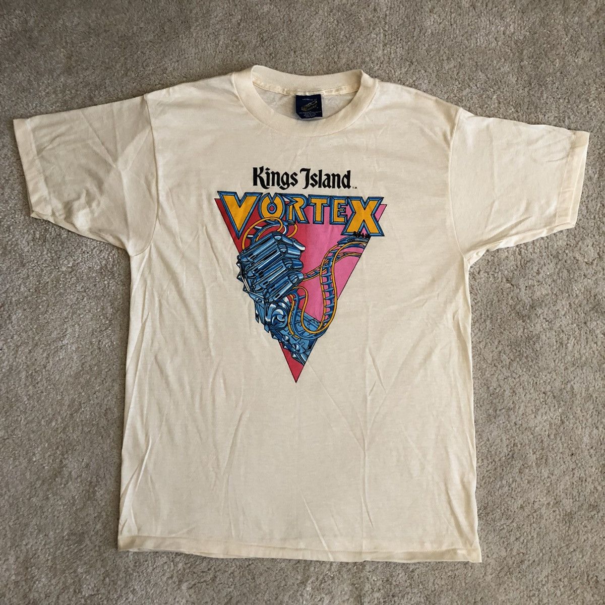 Made In Usa × Vintage 1987 Kings Island Vortex Roller Coaster Tee Shirt ...