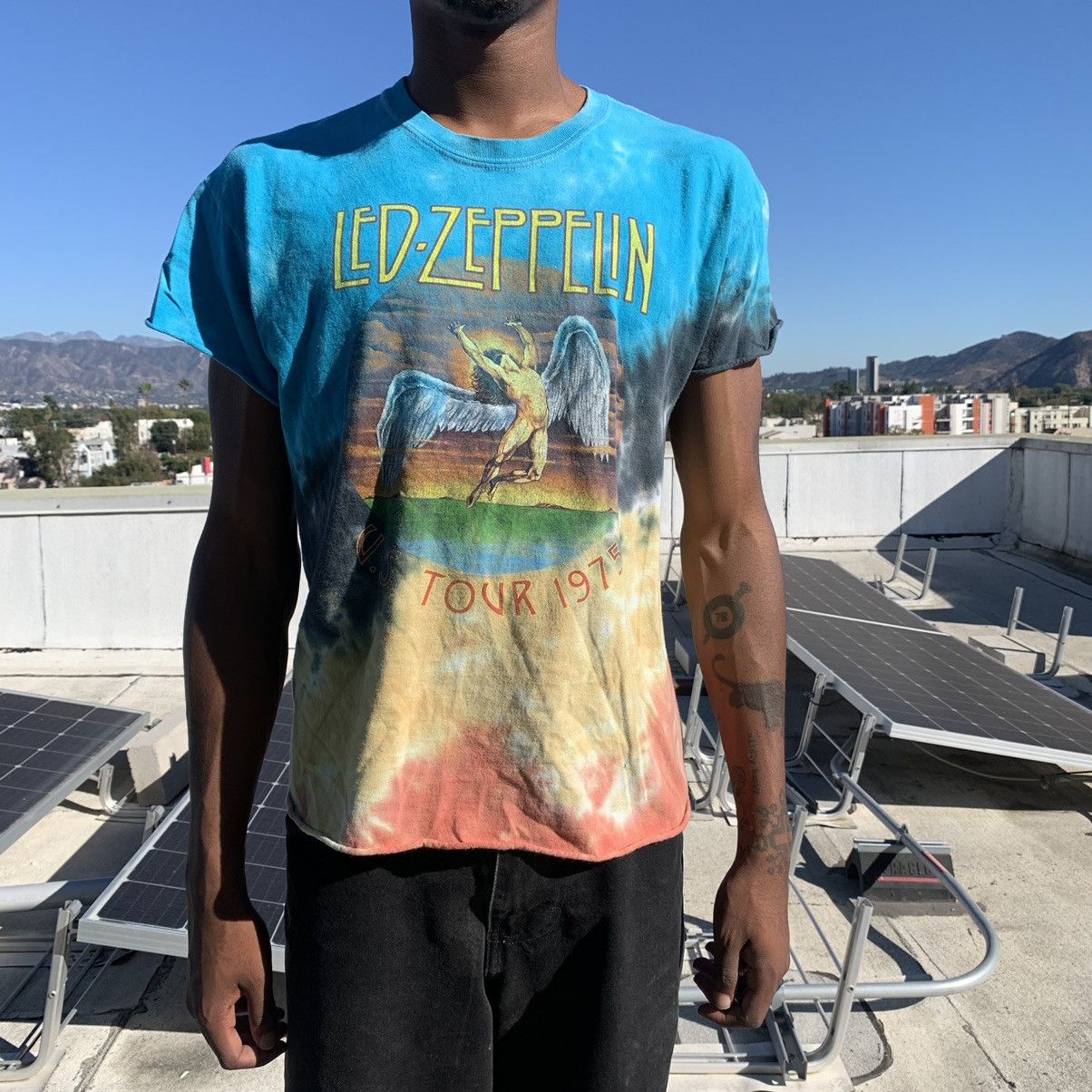 Led Zeppelin Led Zepplin blue multicolor tie dye graphic t size m | Grailed
