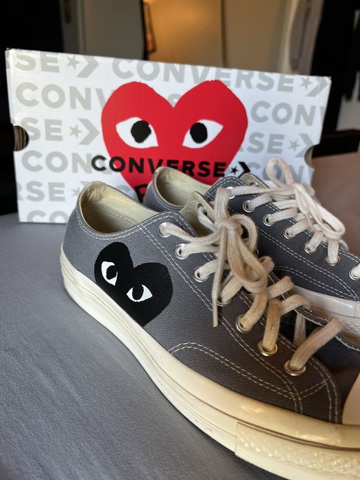 Converse CDG Play x Converse Hidden Heart Grey | Grailed