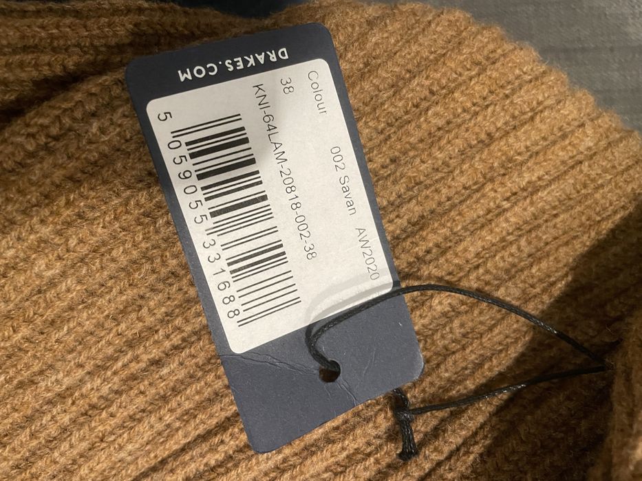 Drakes Camel Lambswool Shawl-Collar Cardigan (38) | Grailed